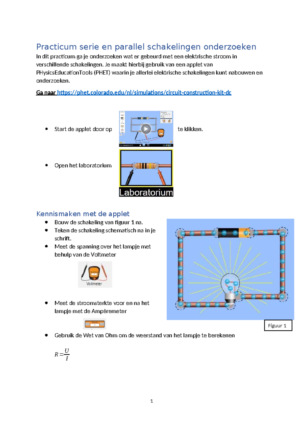 Practicum onderzoek naar Serie- en Parallel schakelingen met PHET ...