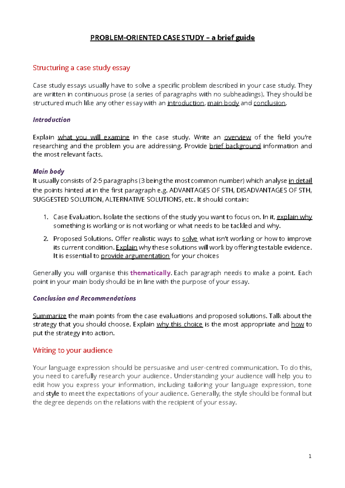 CASE STUDY 101: Structuring Your Case Study Essay - Studocu