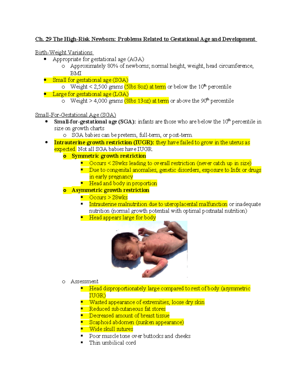 Maternal-Child Module 2 Study Guide - Ch. 29 The High-Risk Newborn ...