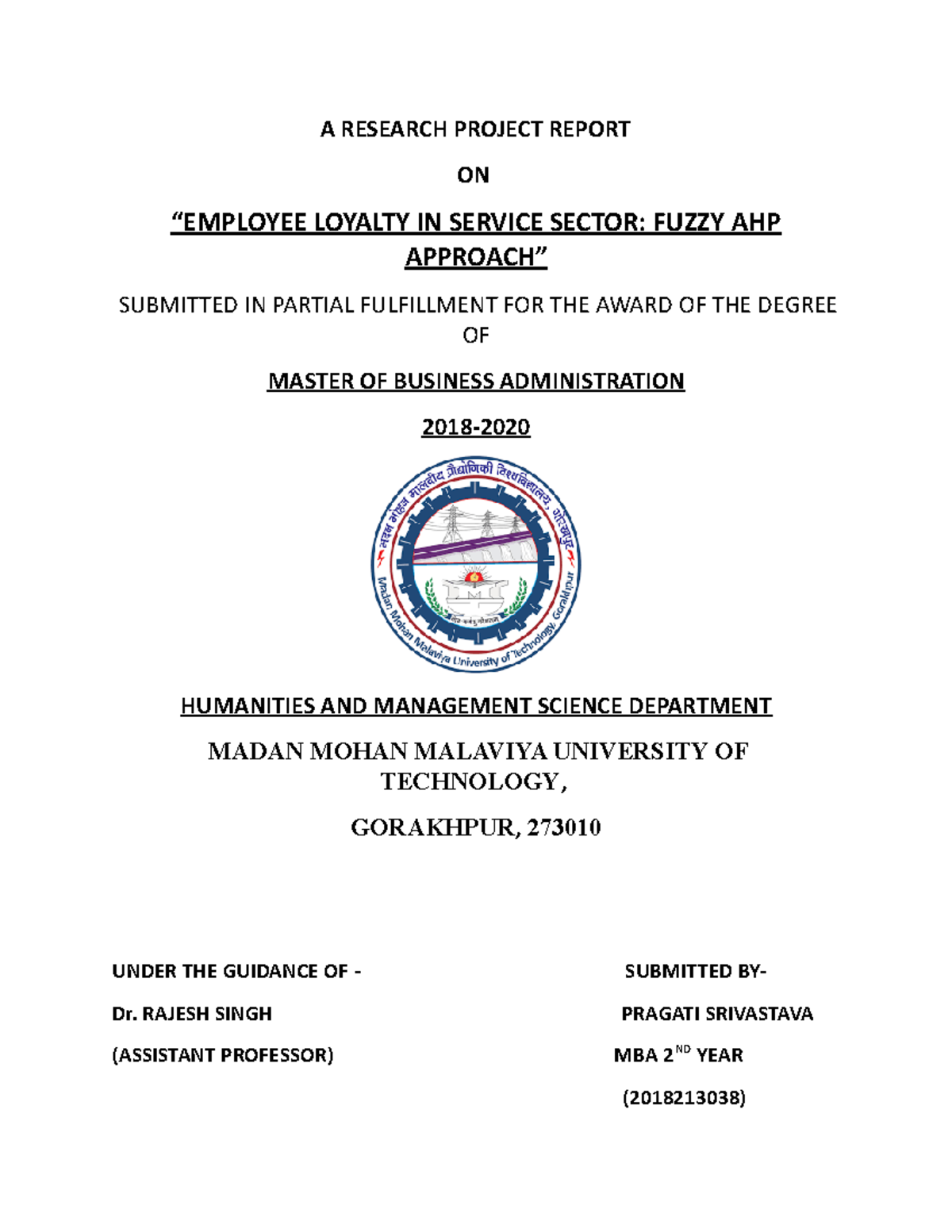 Research project Report final Pragati Srivastava - A RESEARCH PROJECT ...