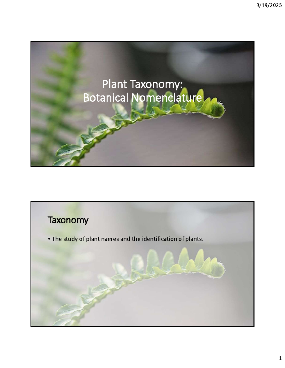 Plant Taxonomy (BIO 101): Understanding Botanical Nomenclature - Studocu