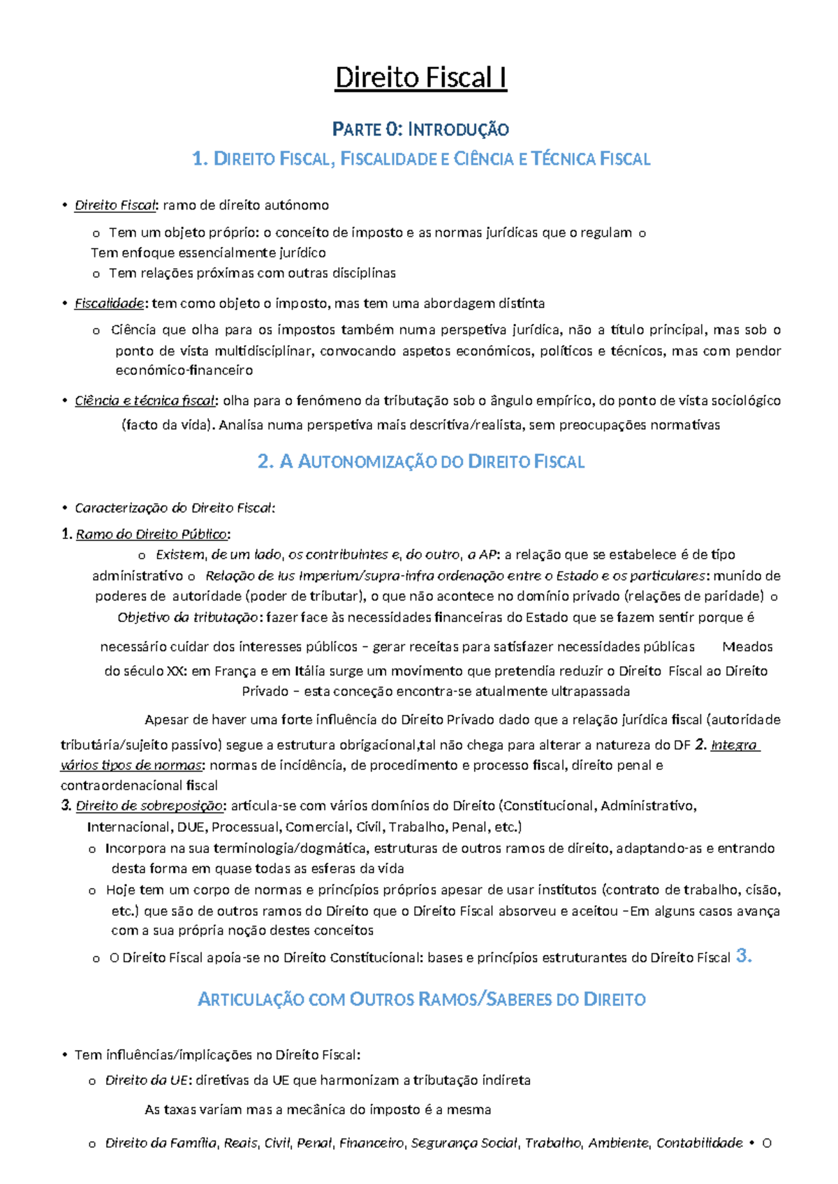 Direito Fiscal I: Introdução e Evolução do Conceito de Imposto - Studocu