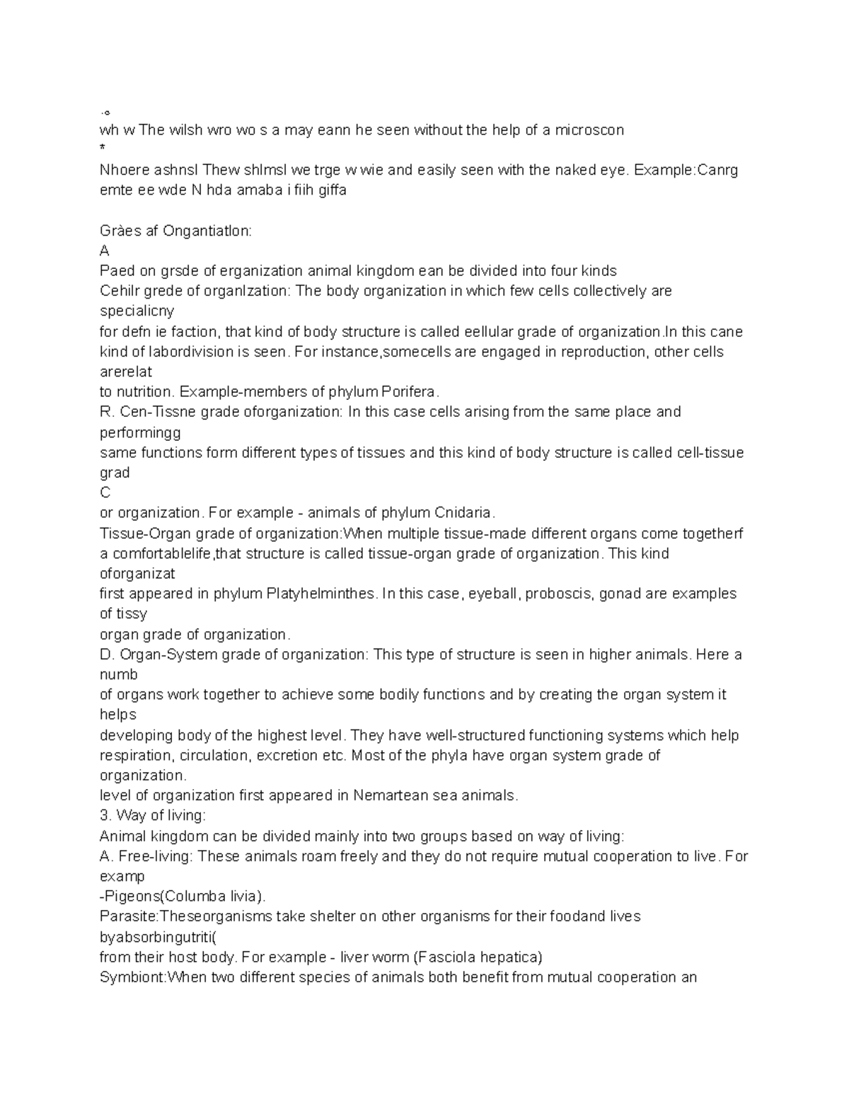 ZOO 11: Chapter 1 Notes on Animal Kingdom Organization - Studocu