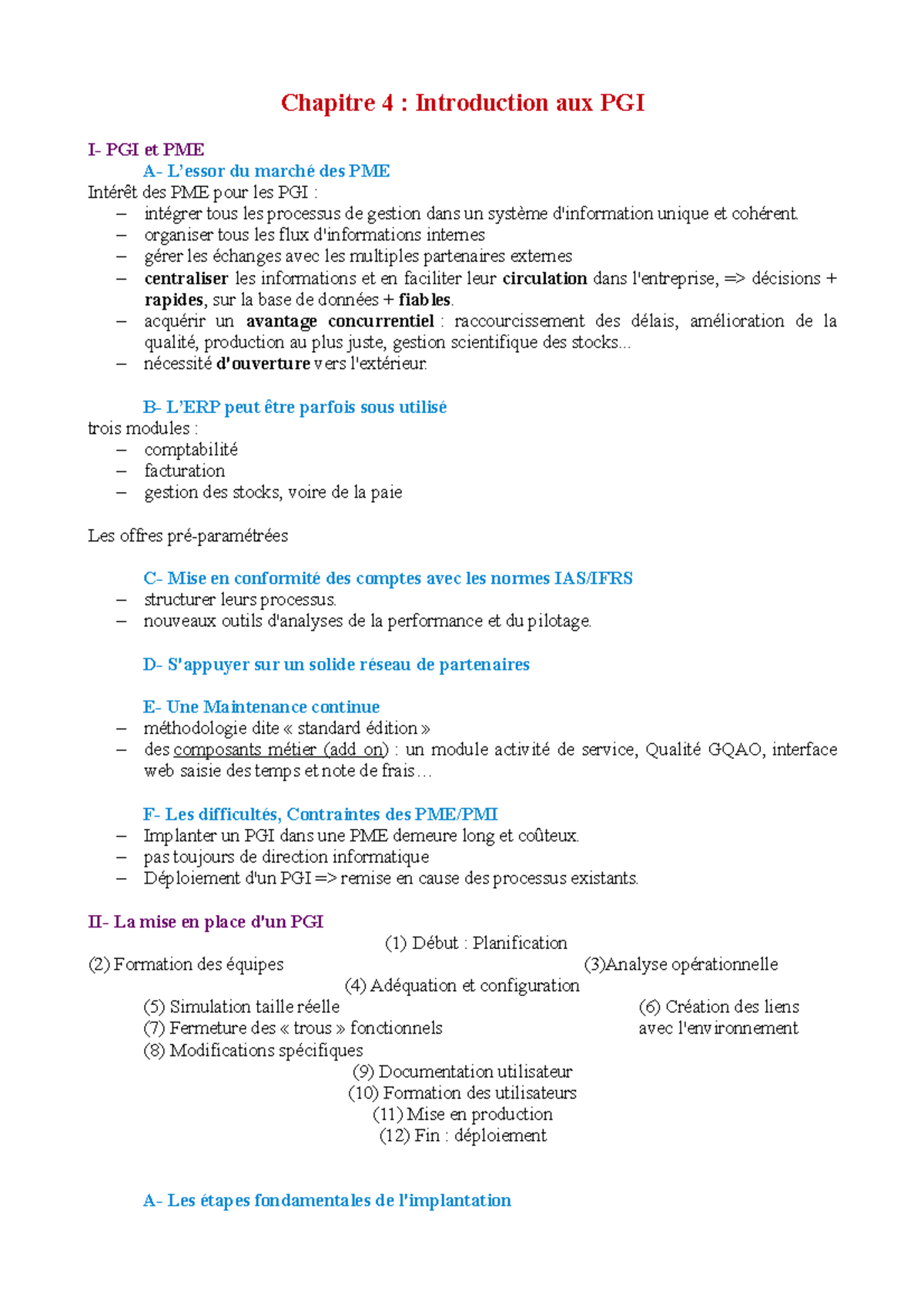 Chapitre 4 - Introduction aux PGI pour les PME et leur mise en œuvre ...