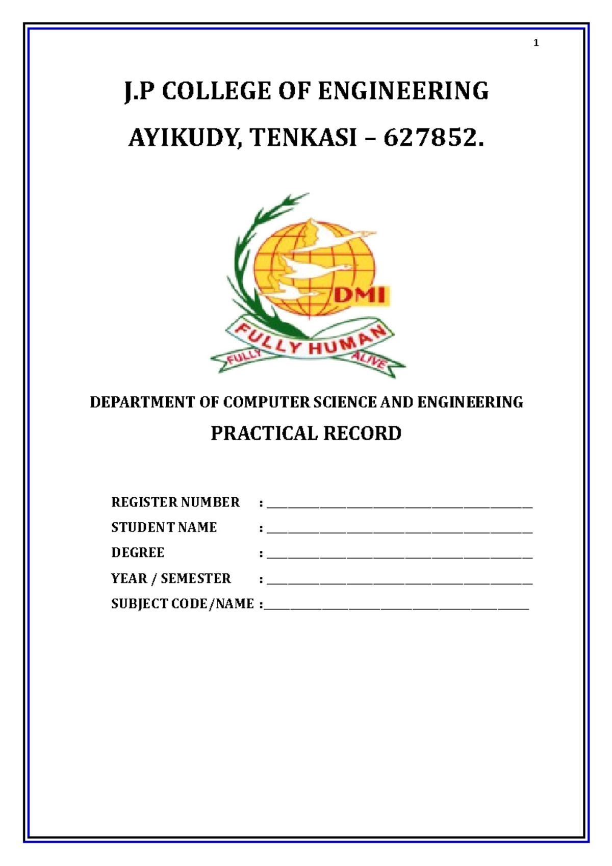 CS8602 Compiler Design Laboratory Practical Record - Studocu