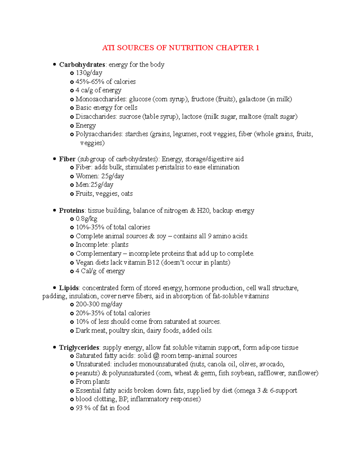 ATI NUT Study Guide: Key Concepts in Nutrition Chapters 1-10 - Studocu
