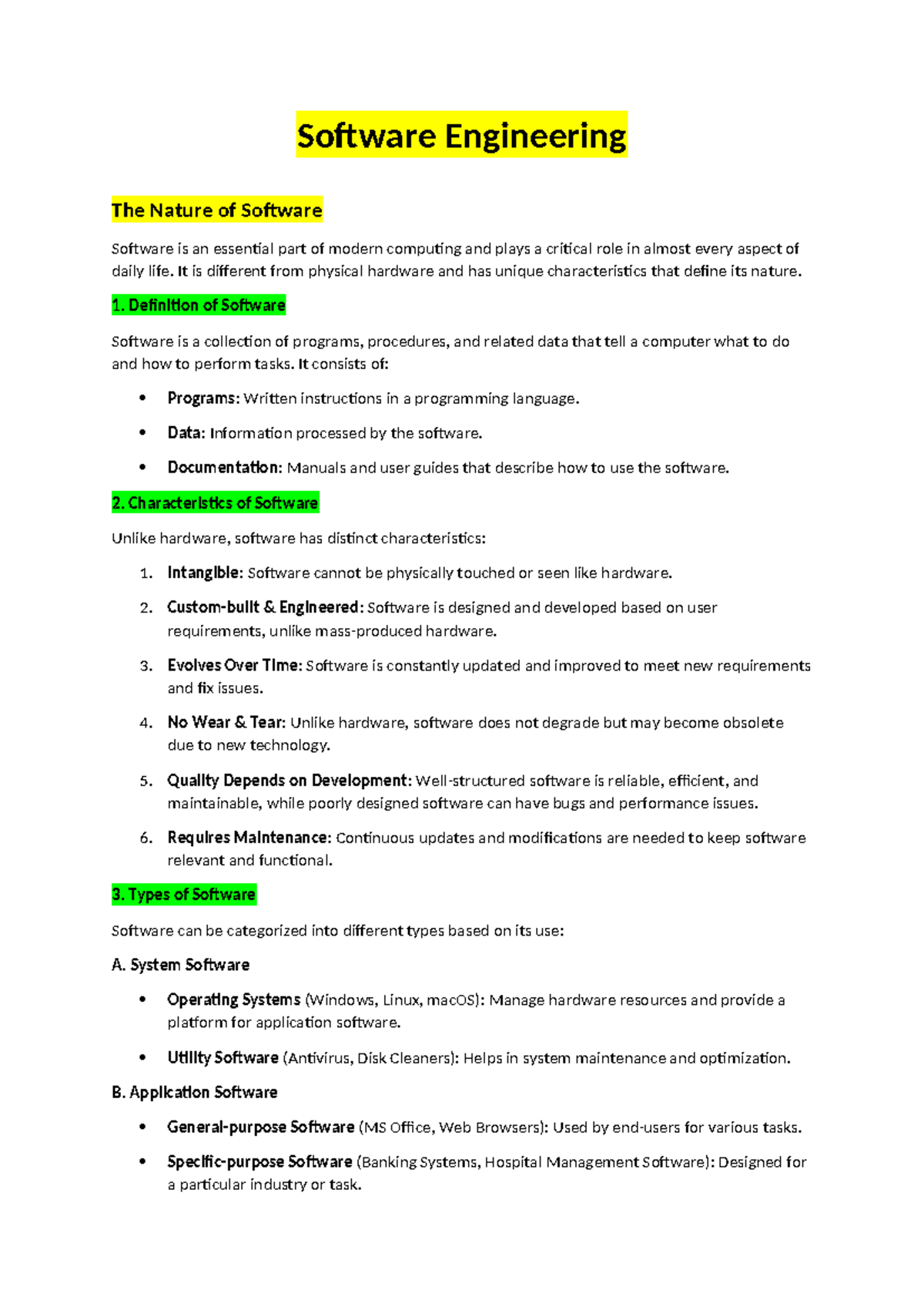 Software Engineering (SE101): Understanding Software Nature and ...