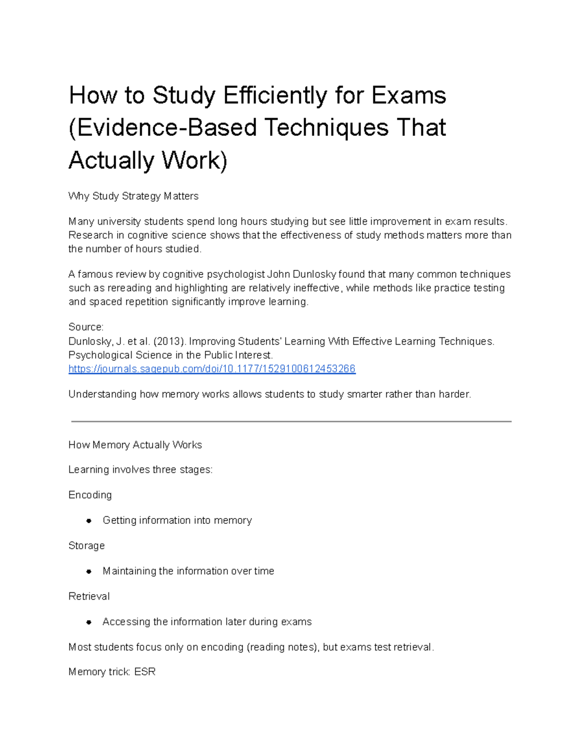 How to Study Efficiently for Exams (PSY 101 Techniques) - Studocu