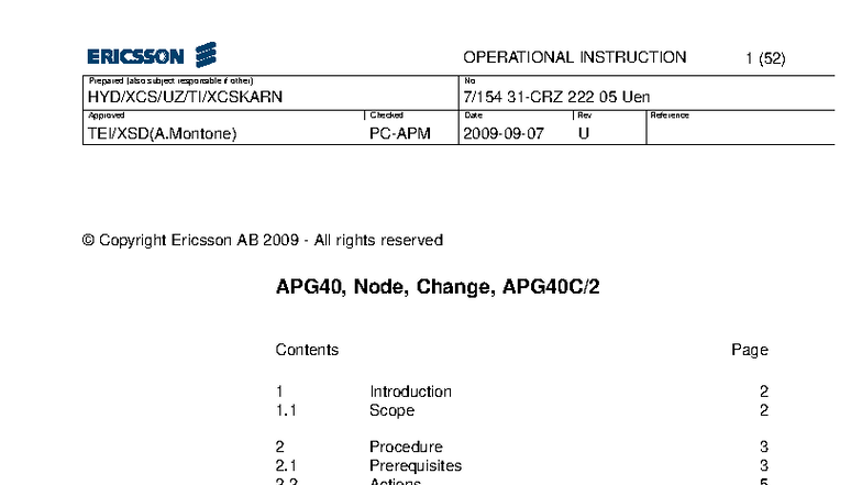 APG40 Node Change Operational Instructions (Version U) - Studocu