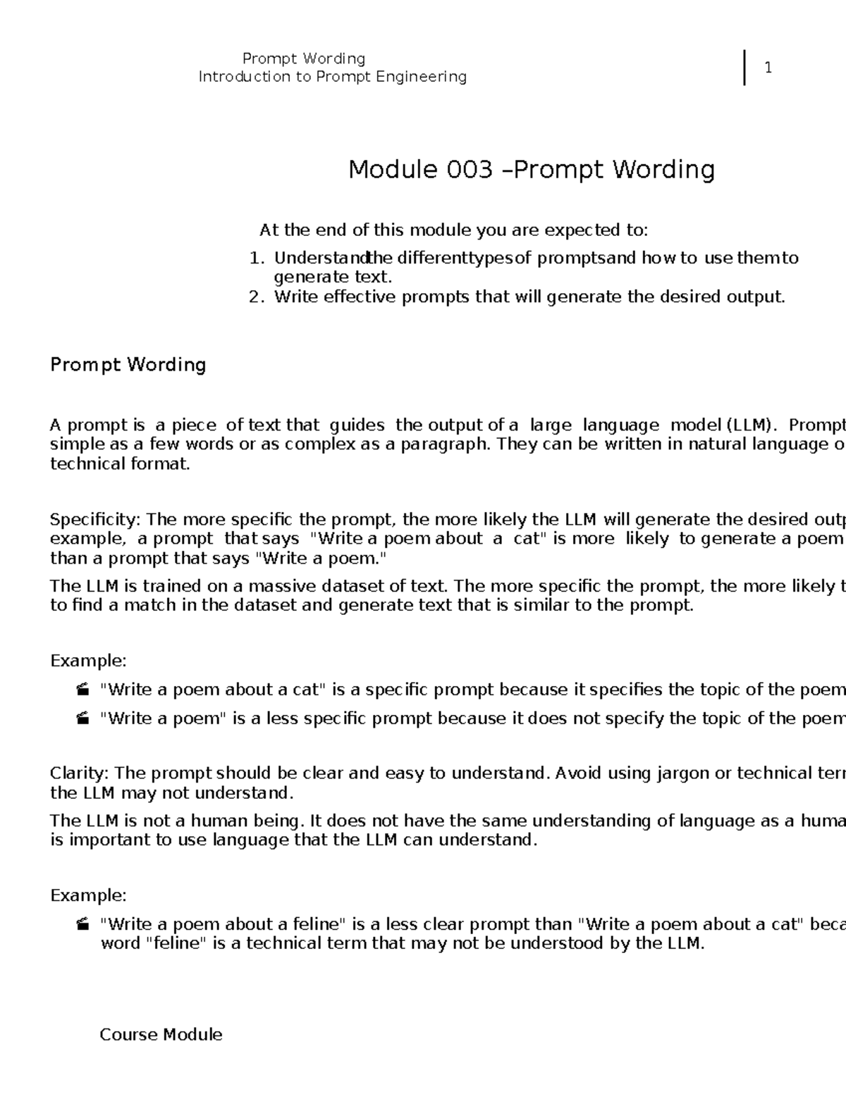 Prompt Engr - Module 003 - Effective Prompt Wording Techniques - Studocu