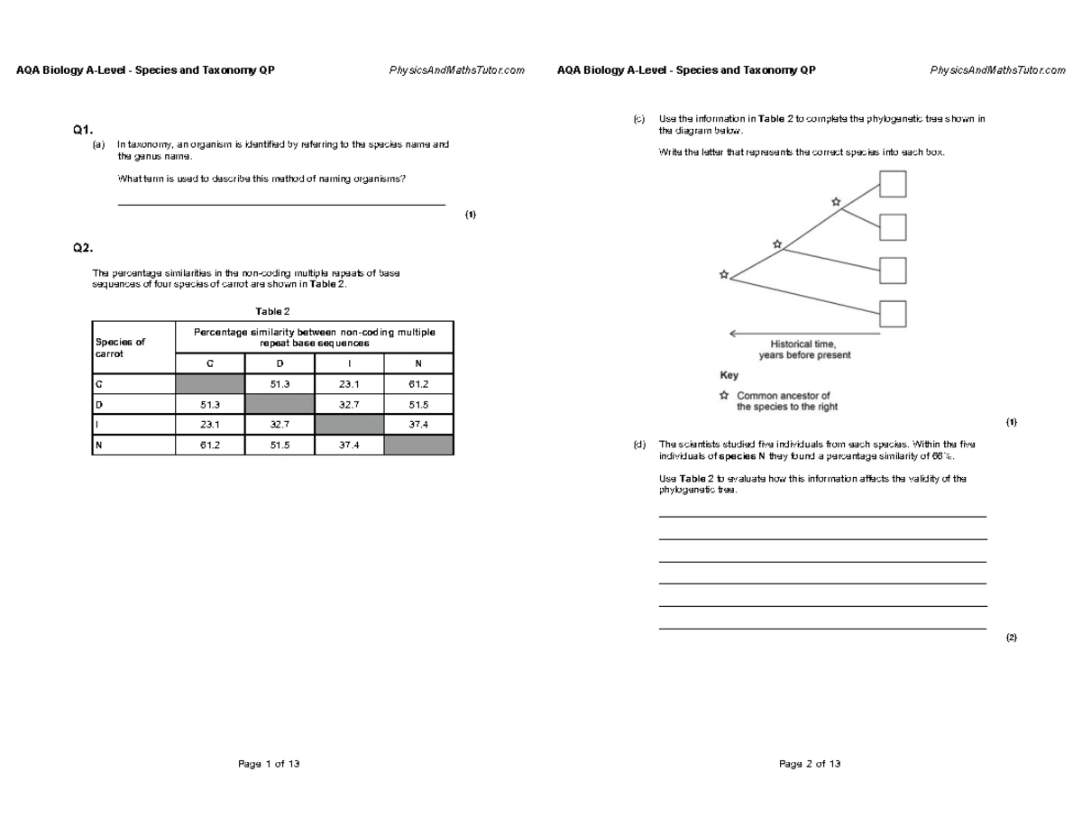 AQA Biology A-Level - Populations in Ecosystems Question Paper - Studocu