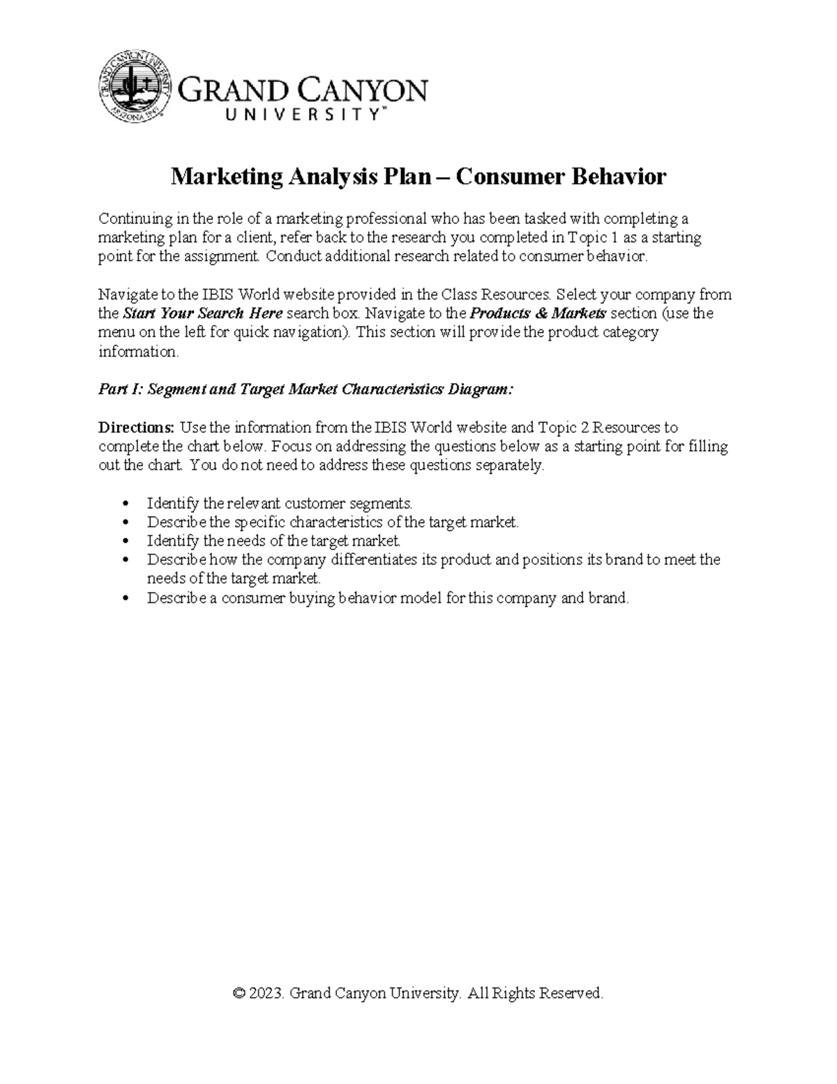 MKT-315-RS-T2-Consumer Behavior Marketing Plan Analysis - Studocu