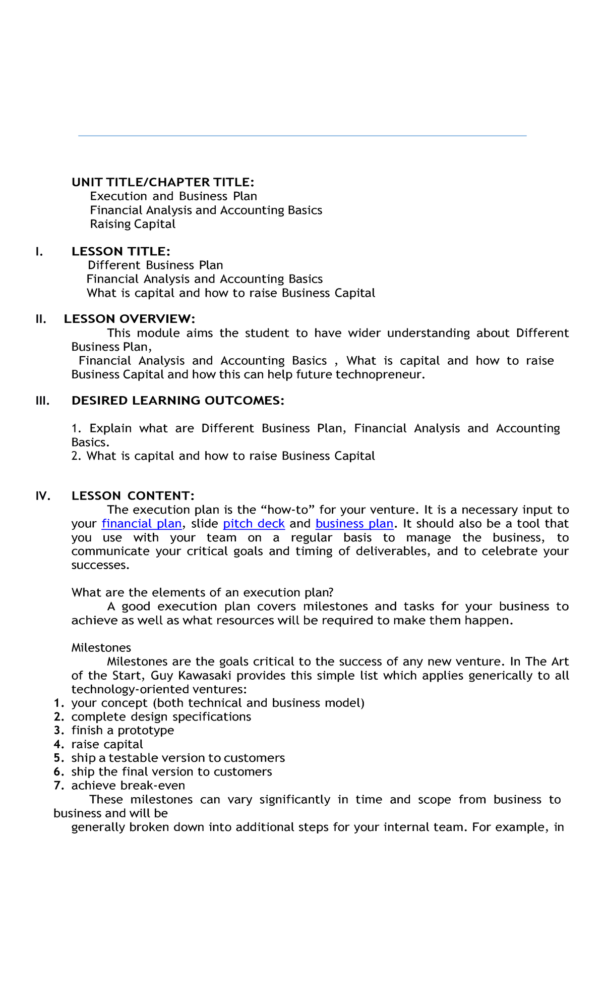 FIN 301 - Lesson on Business Planning & Financial Analysis Insights ...