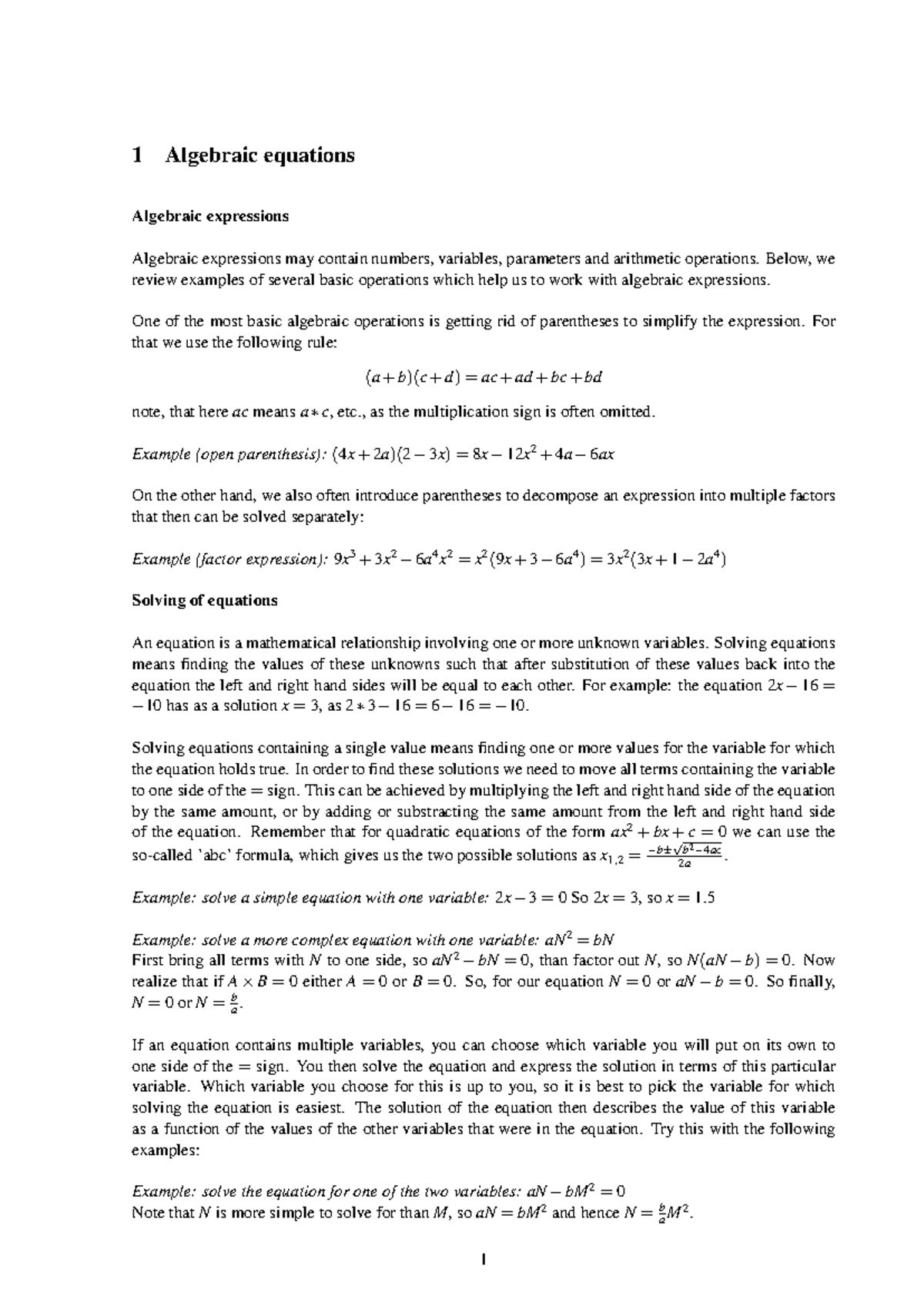 Algebra 101: Simple Equations and Problem Solving Techniques - Studocu