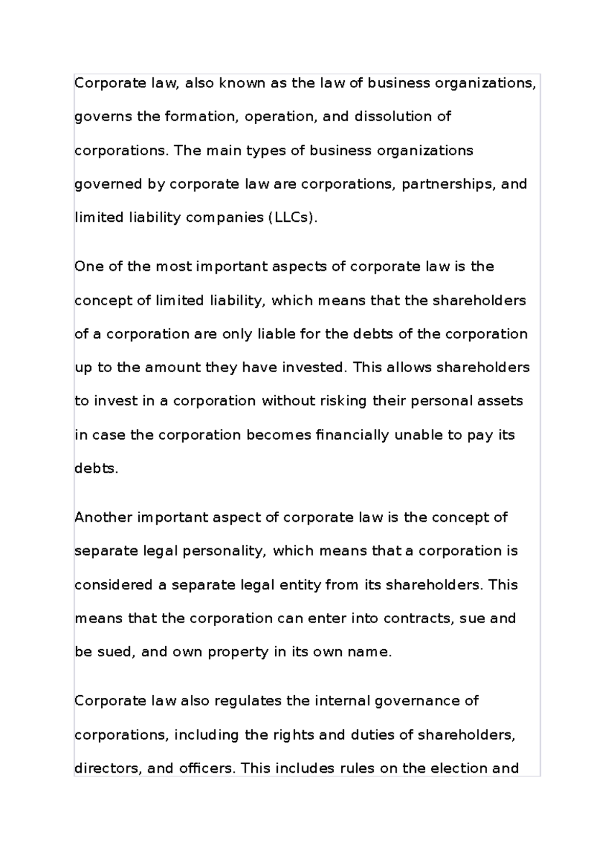 Corporate law and its impact on business - Corporate law, also known as ...