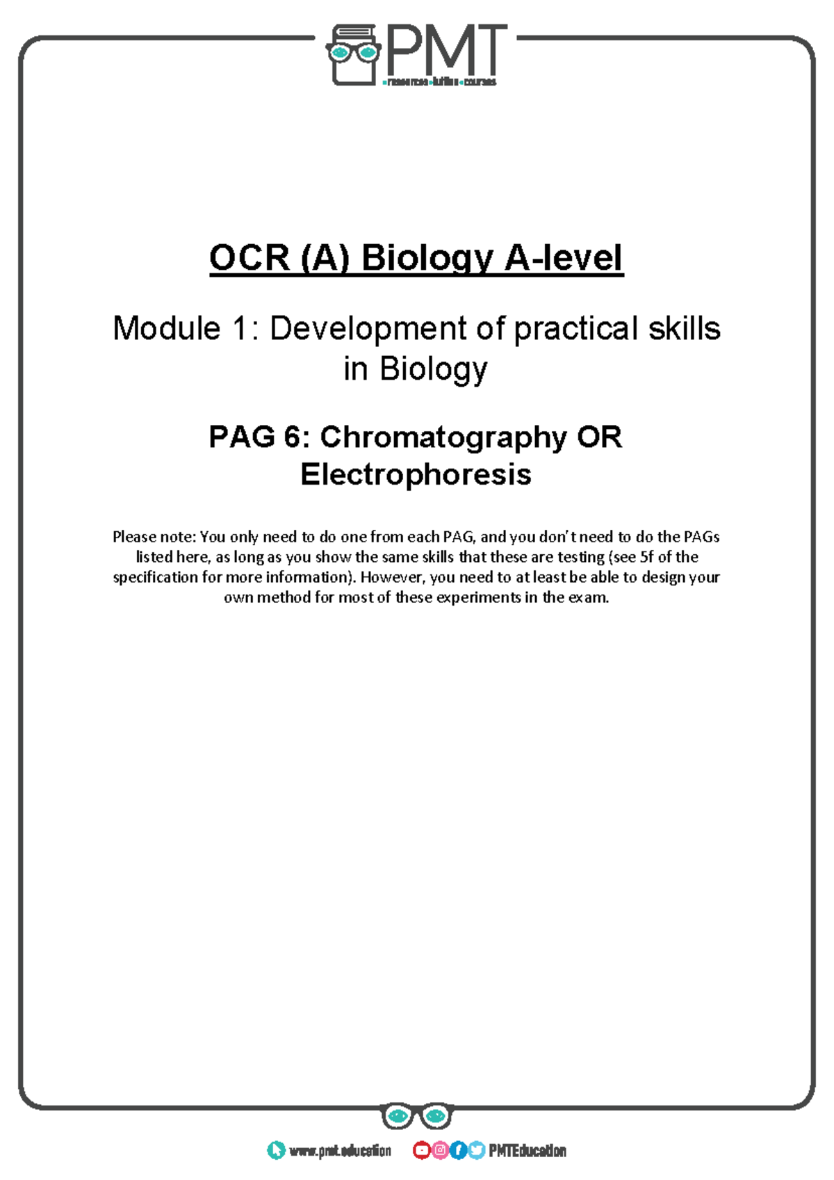 PAG 06 - Chromatography and Electrophoresis Techniques for A-Level ...