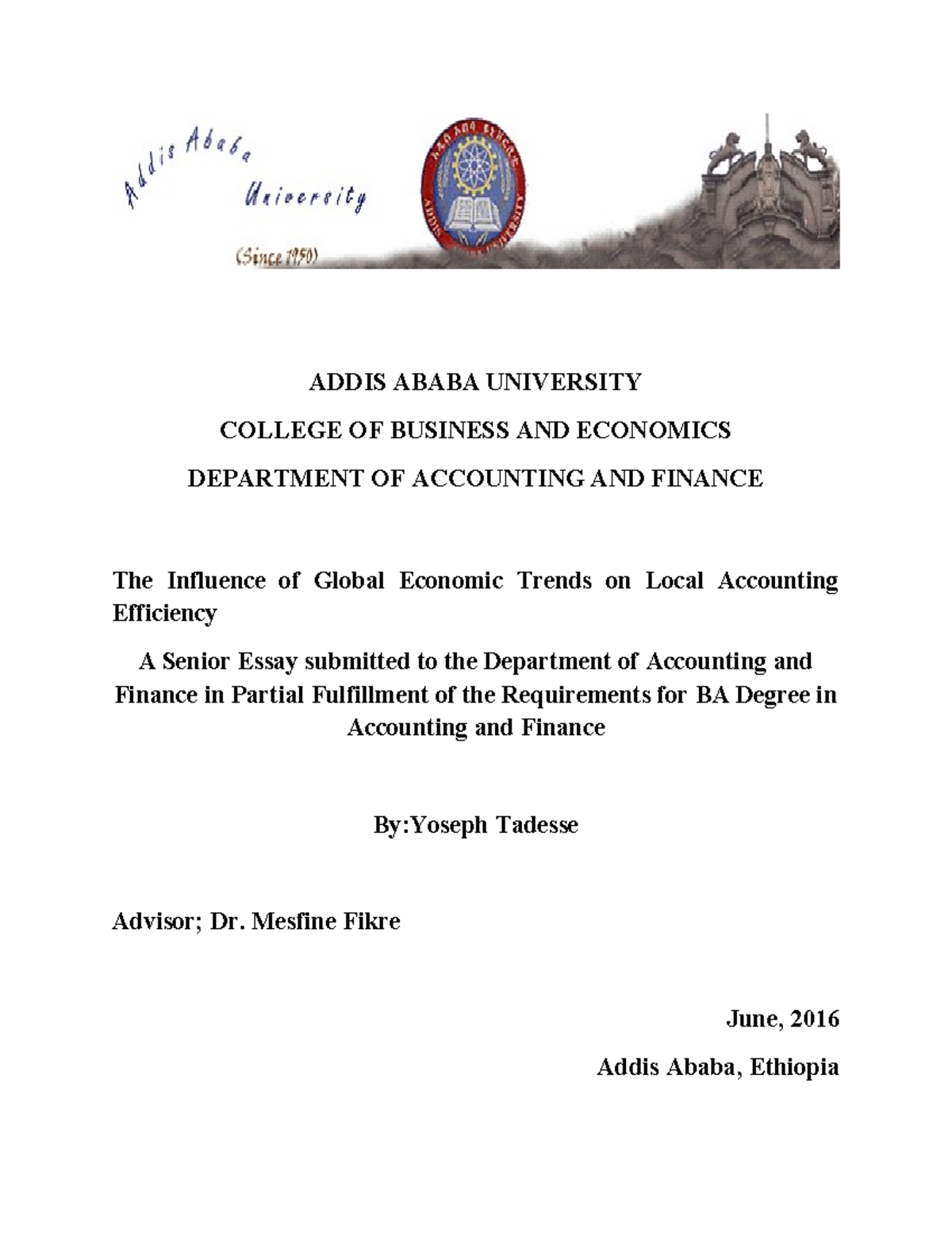 BA in Accounting and Finance: Global Economic Trends & Local Accounting ...