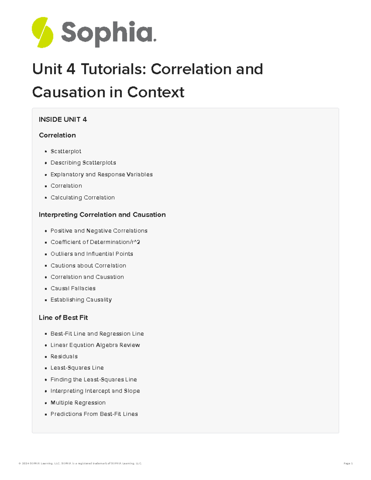 Unit 4 tutorials correlation and causation in context - Unit 4 ...