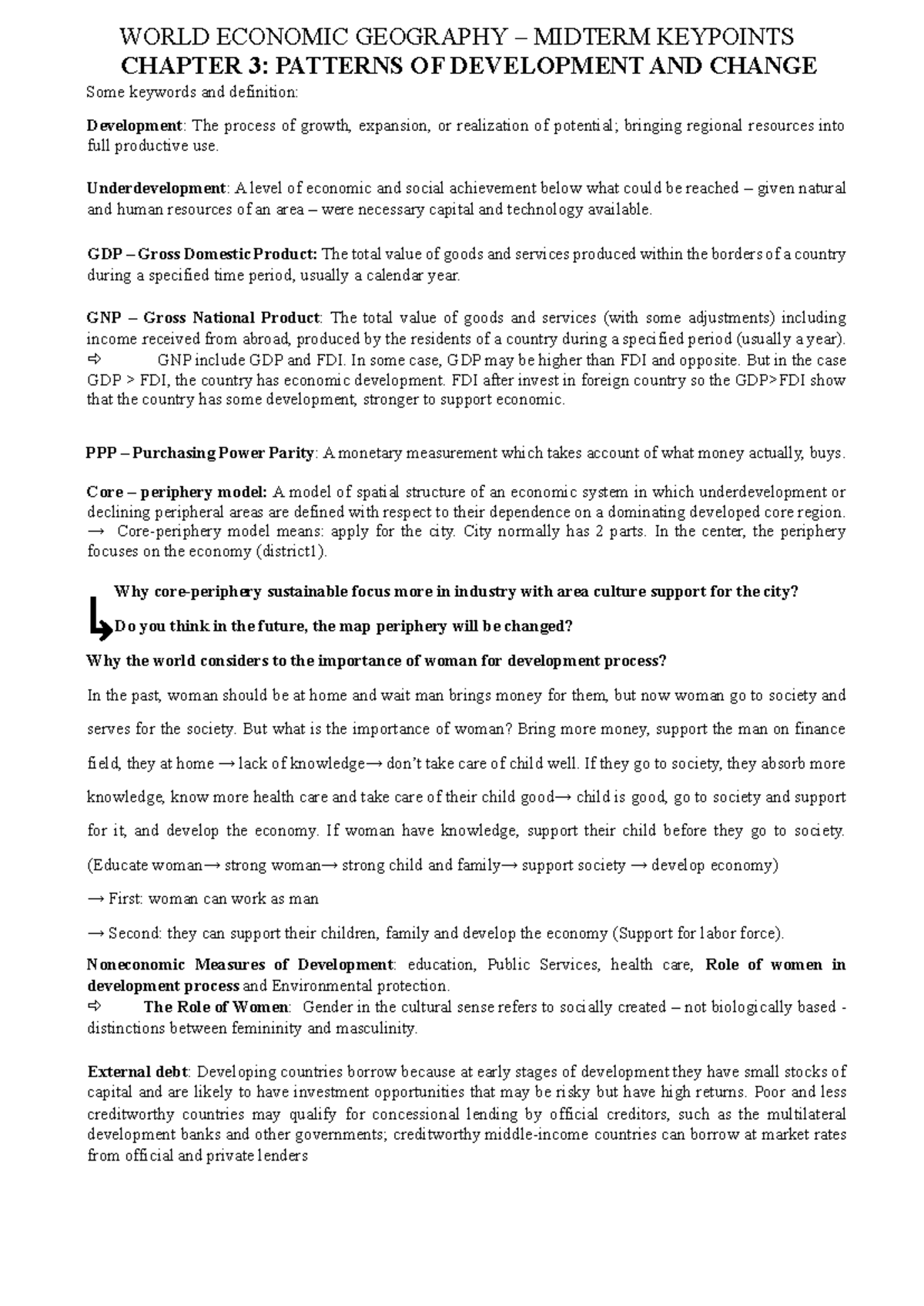 WEG 101: Midterm Keypoints on Development Patterns & Commodity Chains ...