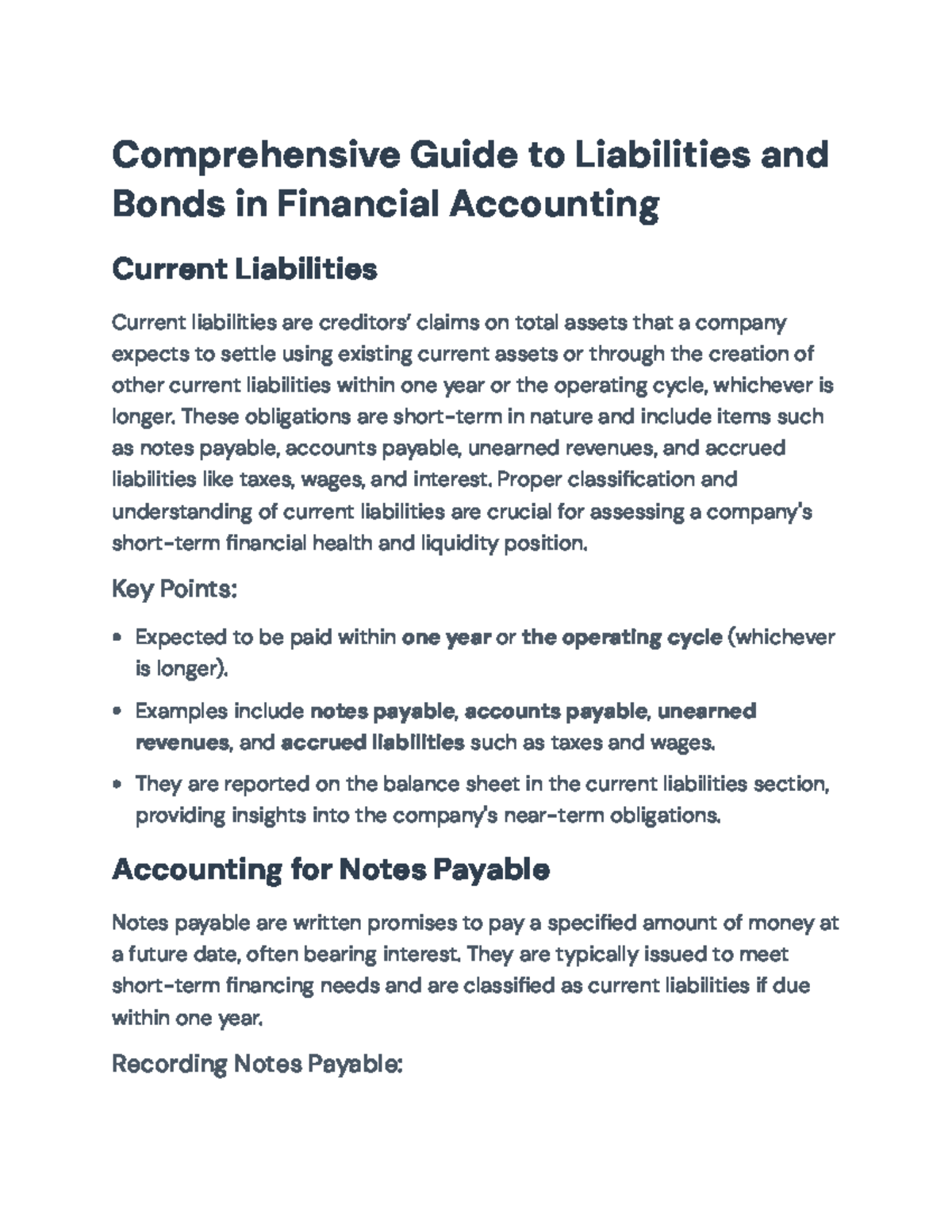 Comprehensive Overview of Liabilities and Bonds in Financial Accounting ...