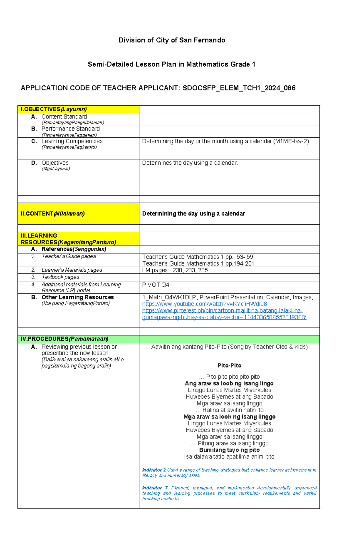 MATH1 thank you Lord - detailed lesson plan - Division of City of San ...