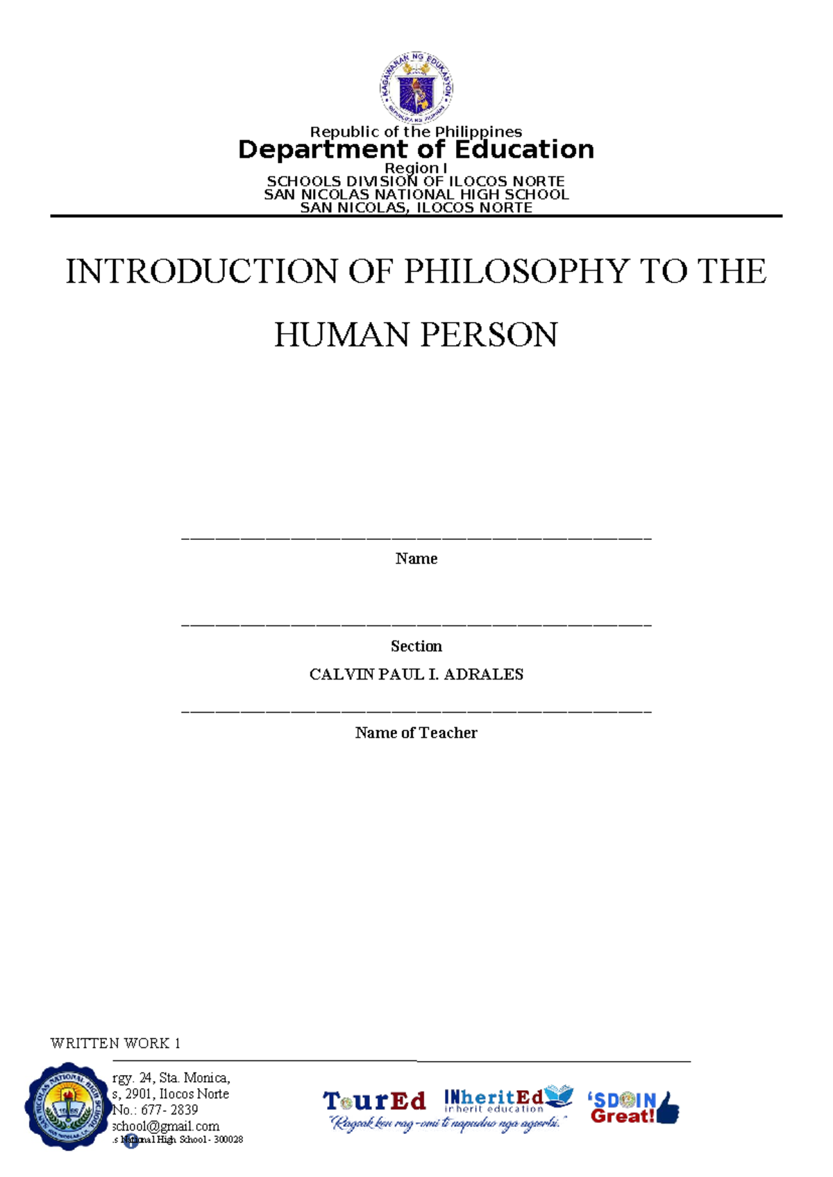 Philosophy Activity Sheets 2nd Quarter - Assessment and Analysis - Studocu