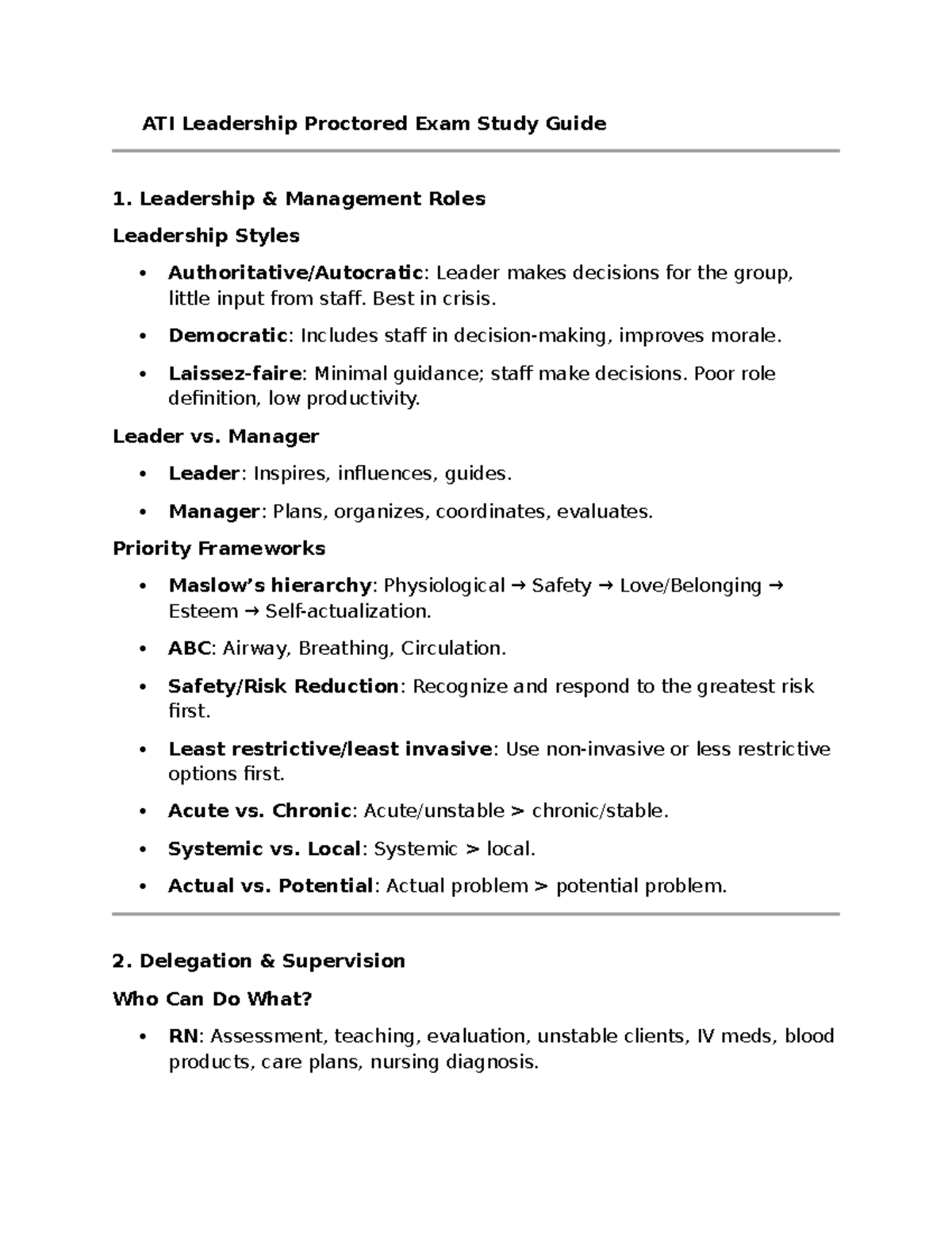 ATI Leadership Proctored Exam Study Guide: Key Concepts & Strategies ...