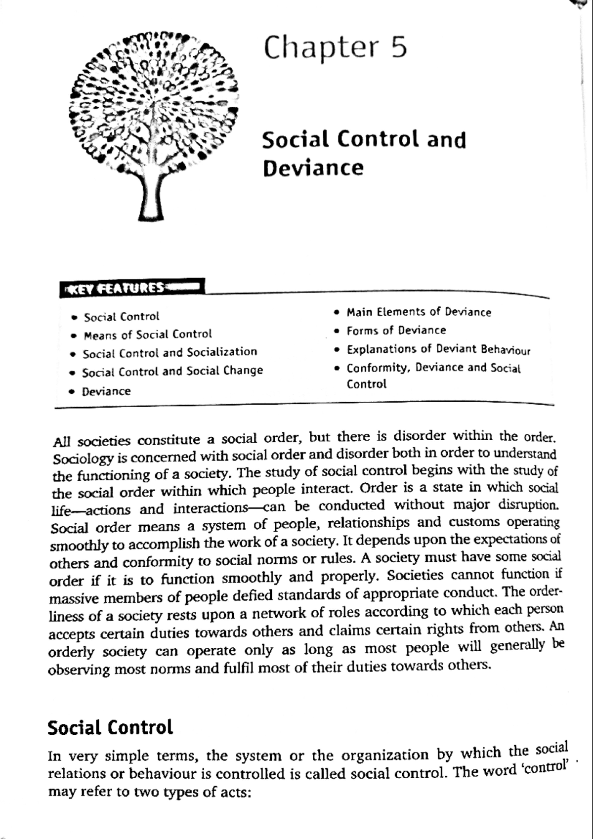 Sociology 101: Chapter 5 - Social Control and Deviance Overview - Studocu