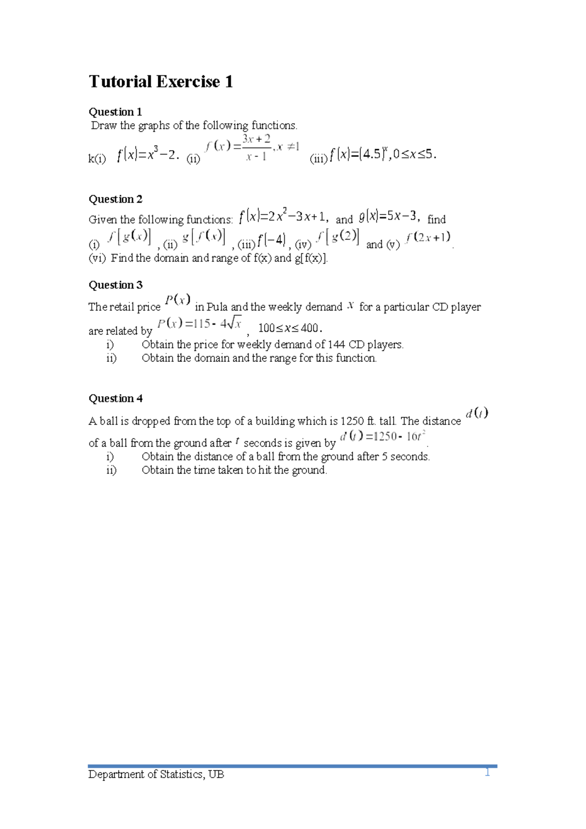 STA 102-Tutorial 1 - STA 102-Tutorial 1 - 1 Tutorial Exercise 1 ...