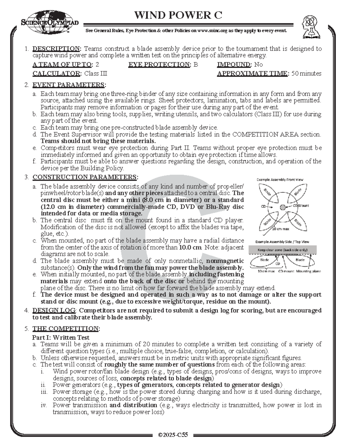 Wind Power C: Blade Assembly Device Competition Guidelines and Rules ...