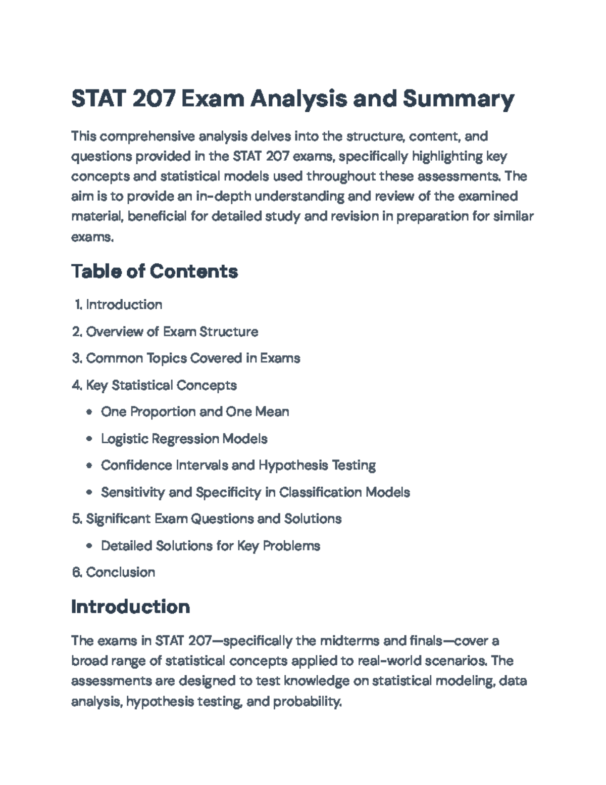 STAT 207 Midterm & Final Exam Analysis: Key Concepts & Solutions - Studocu