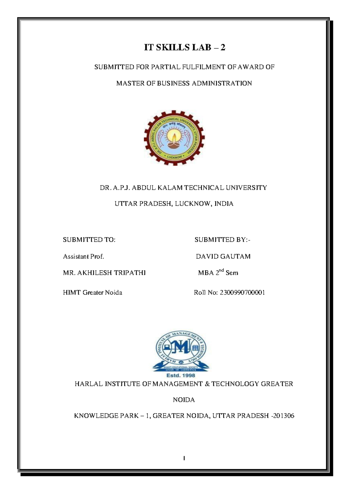 IT Skills Lab 2: Mastering MS Excel Techniques for MBA - Studocu