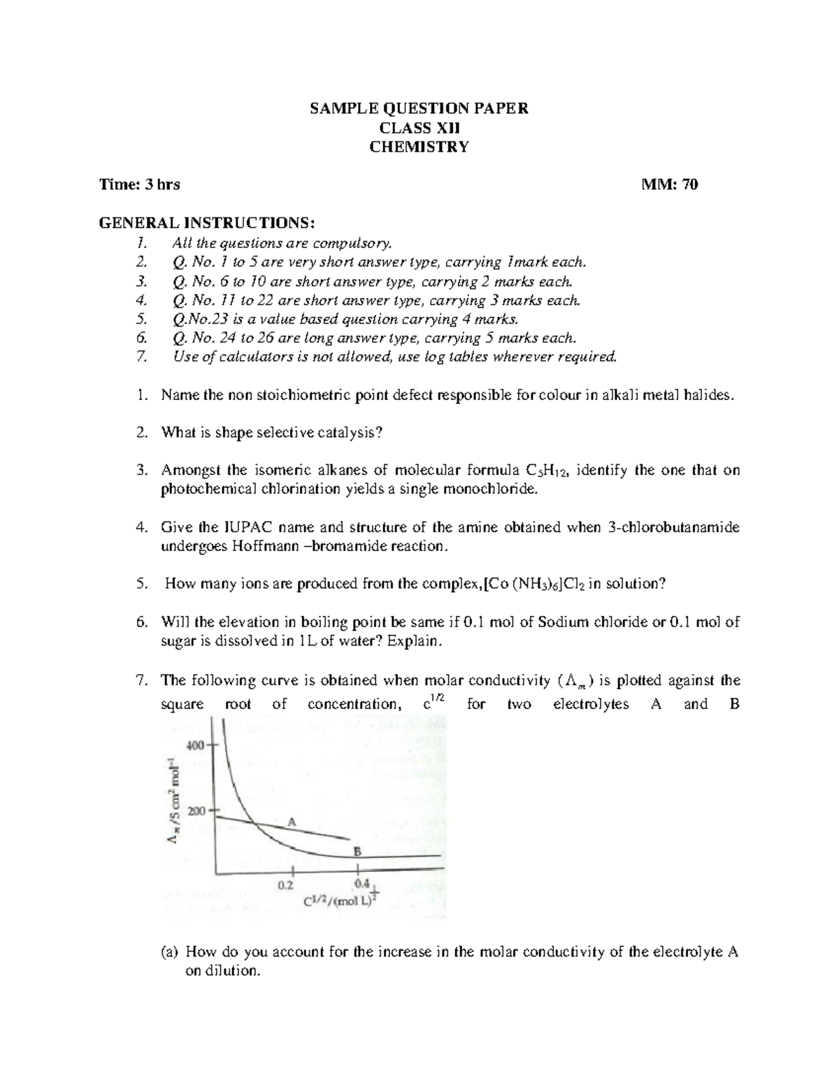 Chemistry SQP XII - Sample Question Paper - Studocu