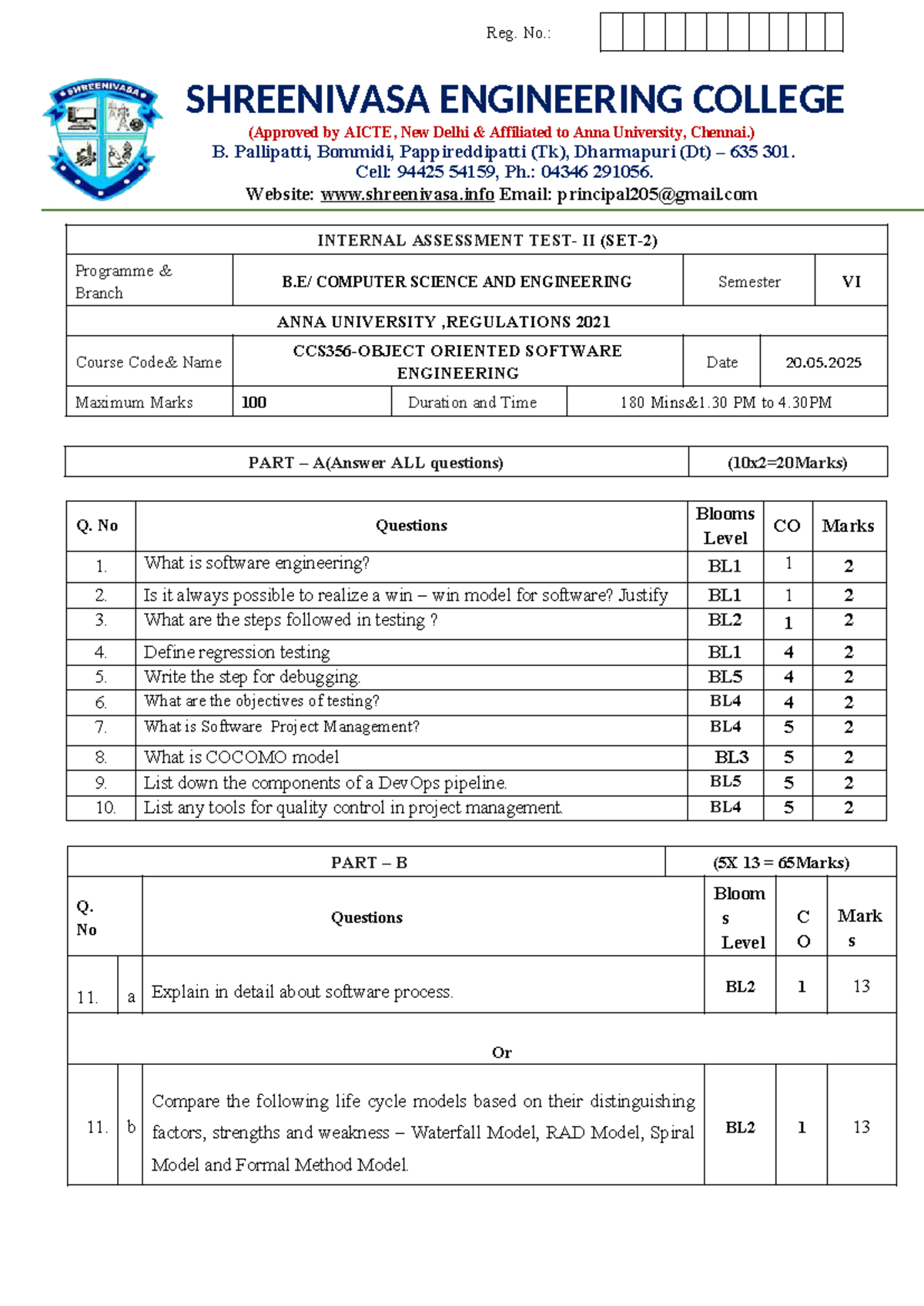 OOSE IAT 2 CSE Set 2 - Software Engineering Internal Assessment Notes ...