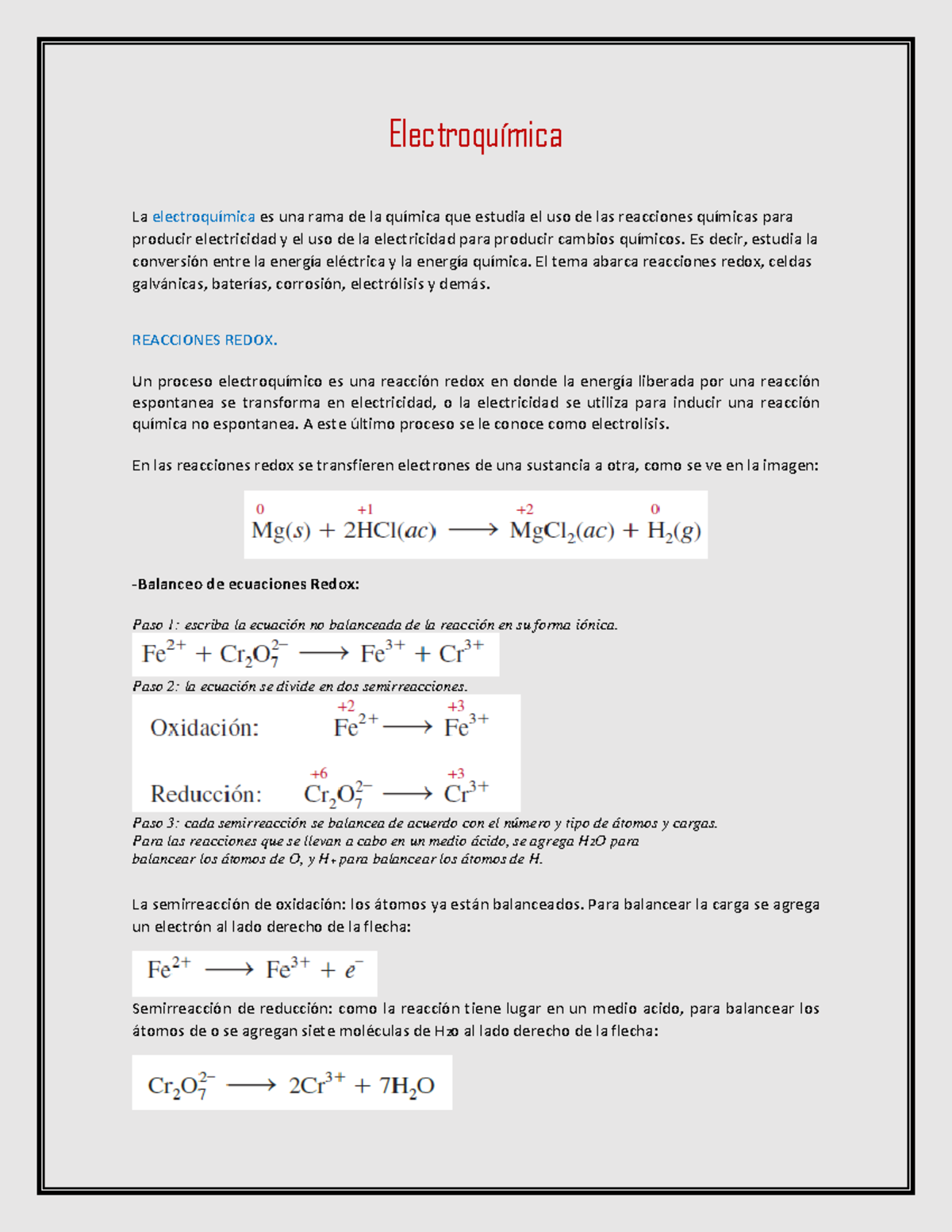 Electroquímica Resumen - Electroquímica La electroquímica es una rama ...