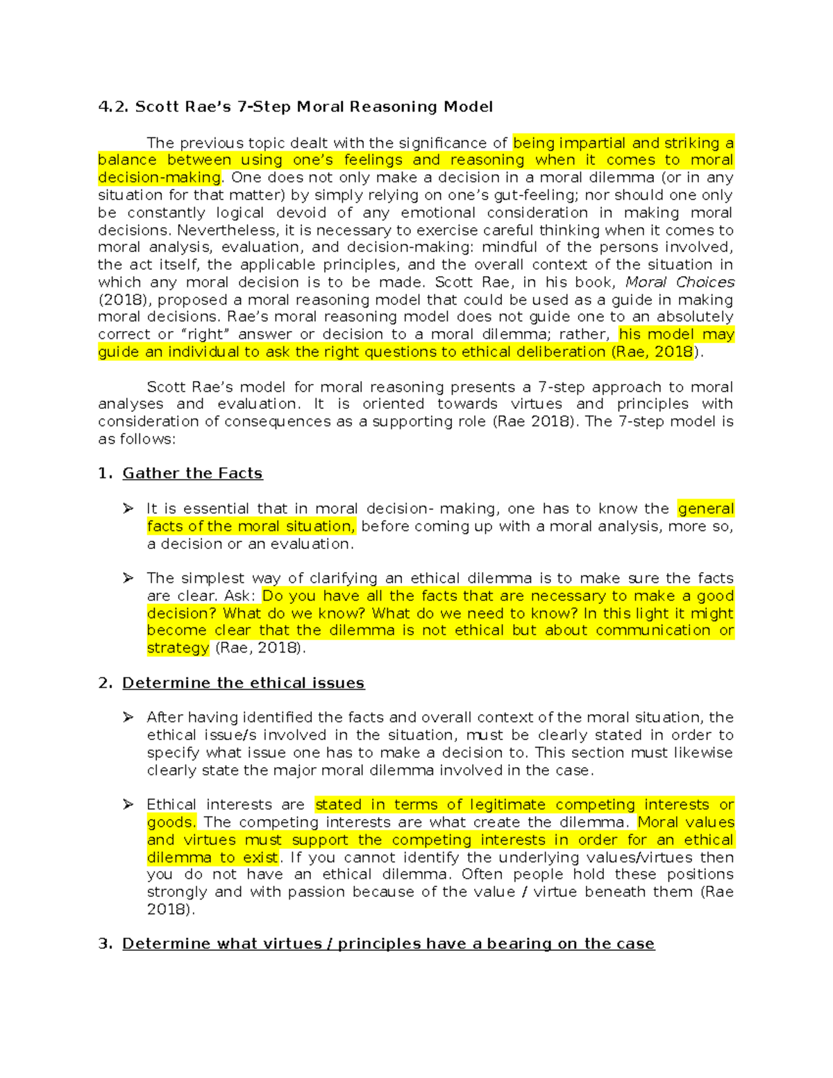 Scott Rae's 7-step model - Scott Rae’s 7-Step Moral Reasoning Model The ...