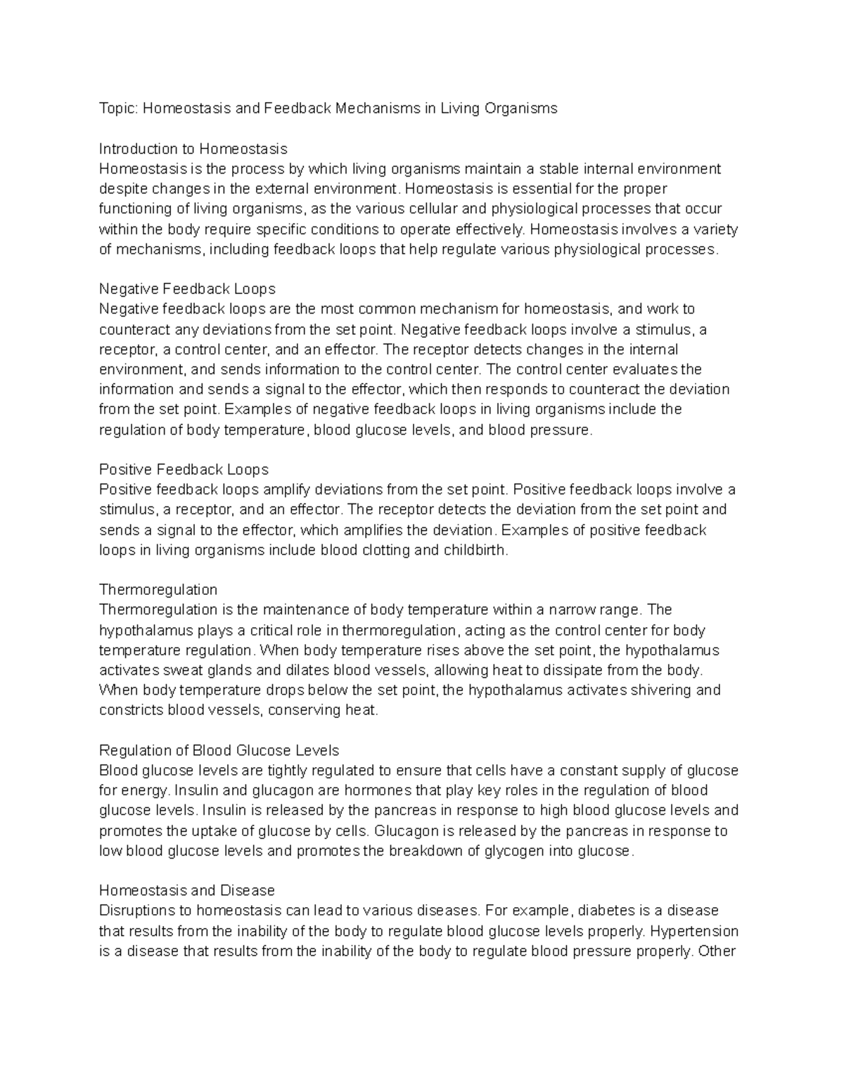 Homeostasis and Feedback Mechanisms in Living Organisms - Topic ...