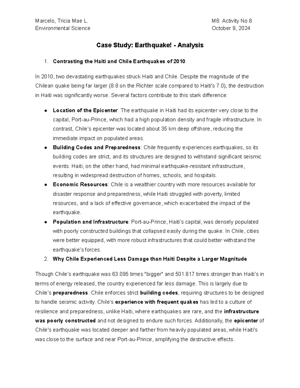 Case Study: Comparative Analysis of 2010 Haiti & Chile Earthquakes ...