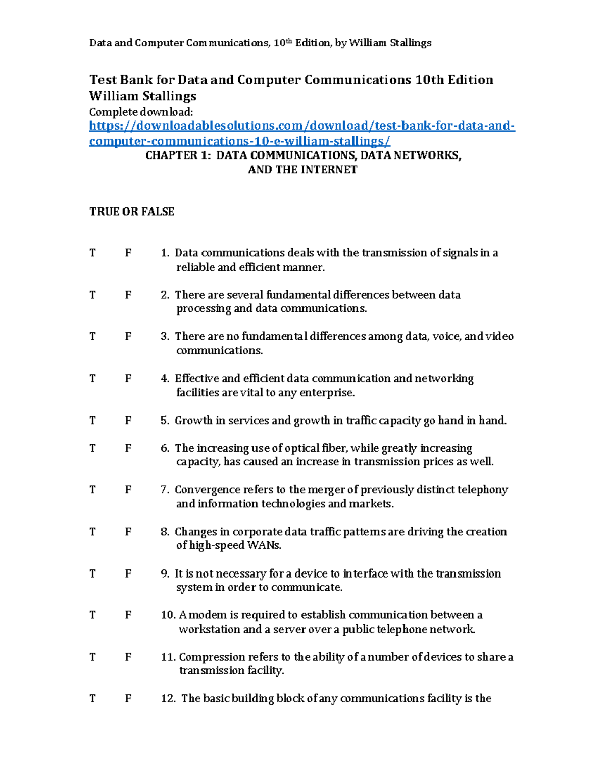 Test bank for data and computer communications - business data ...