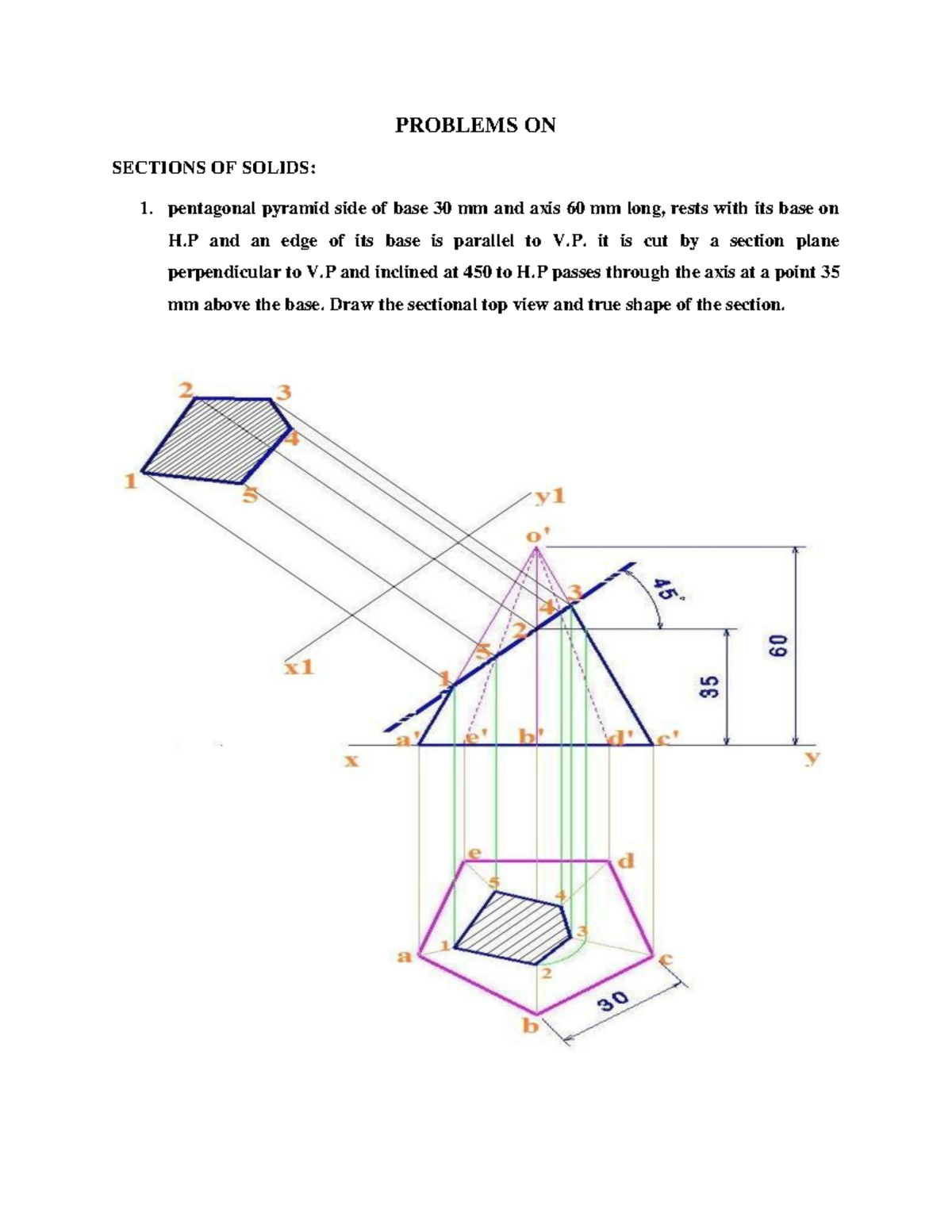 Engineering Graphics III: Sectional Views of Solids Exercises - Studocu
