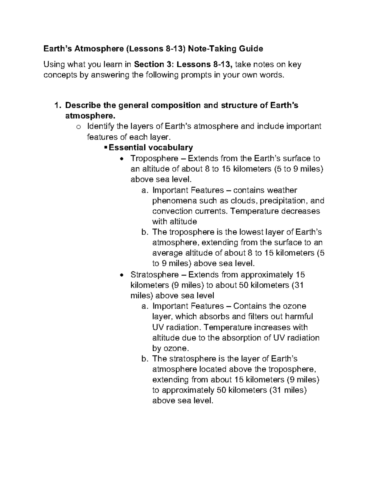 C165 Section 3: Atmosphere Lessons on Composition, Structure, and ...