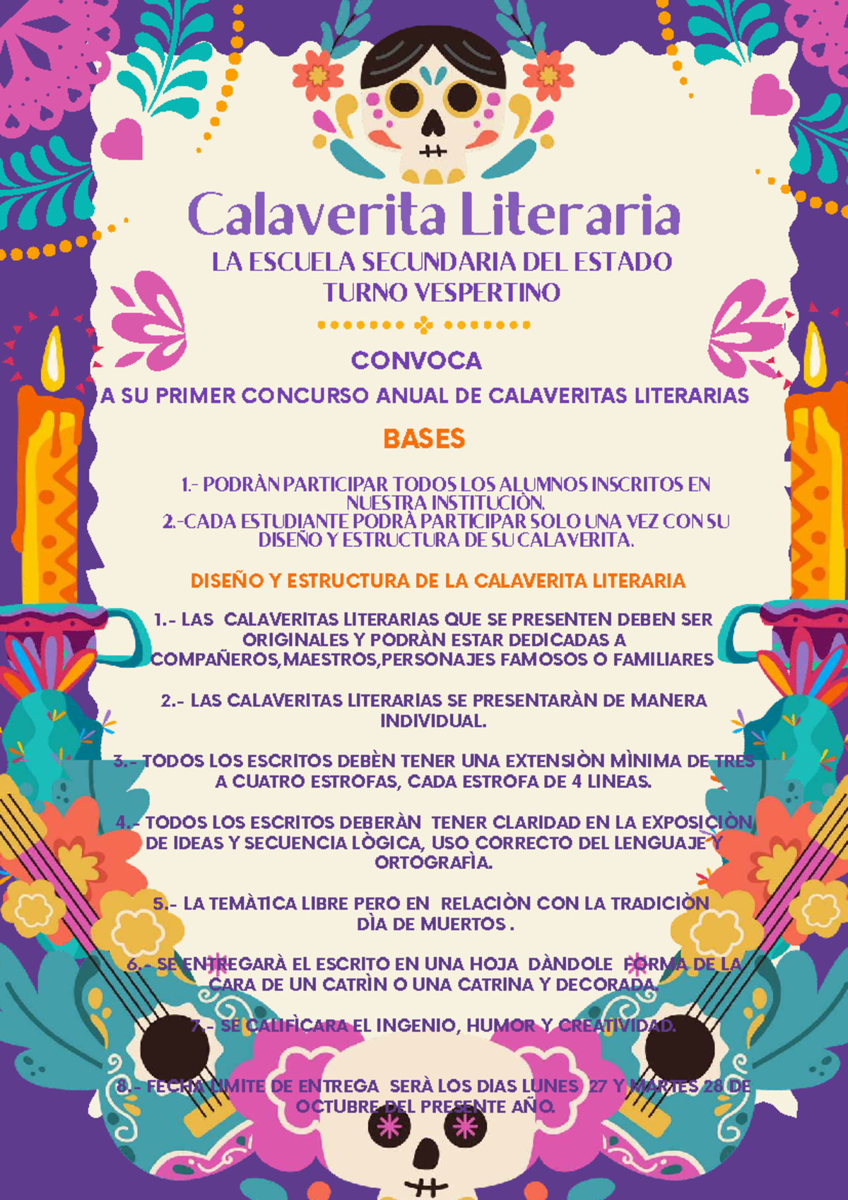 Convocatoria para el Concurso de Calaveritas Literarias 21025 - Studocu