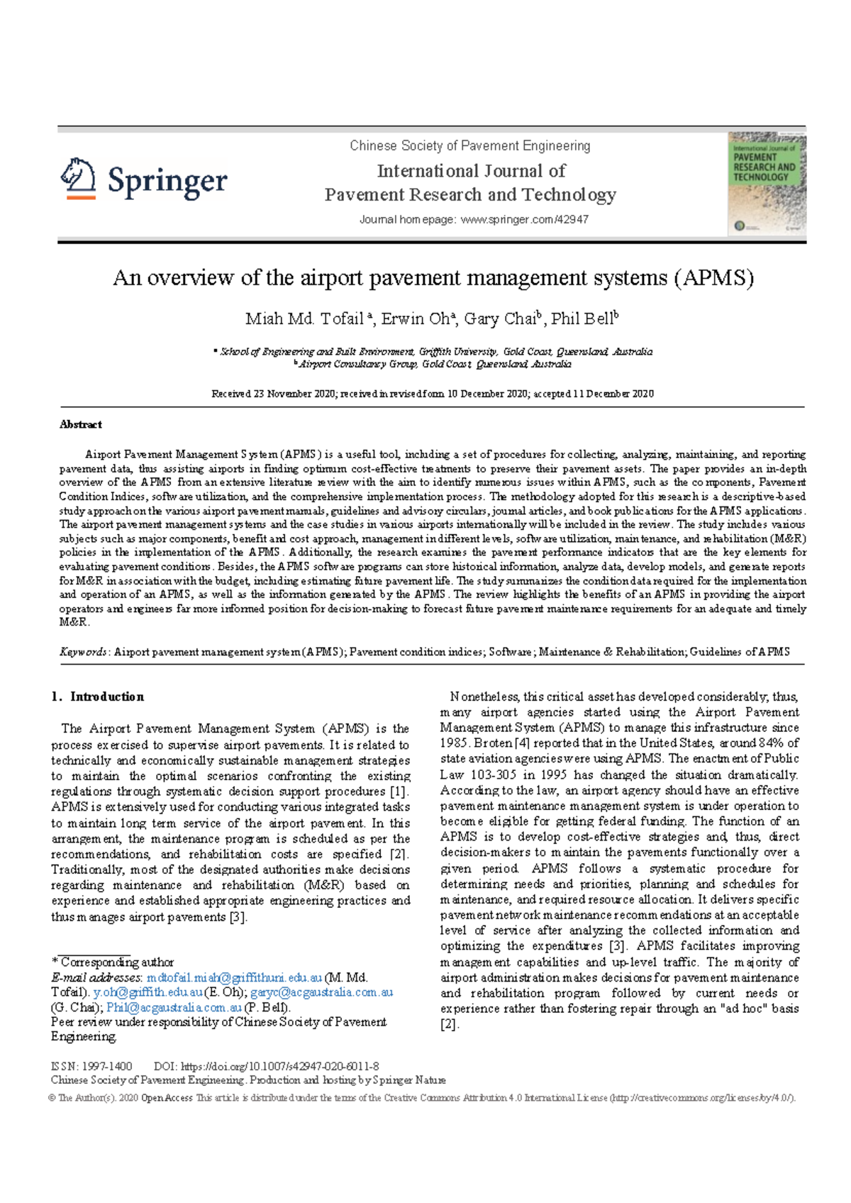 Comprehensive Overview of Airport Pavement Management Systems (APMS ...