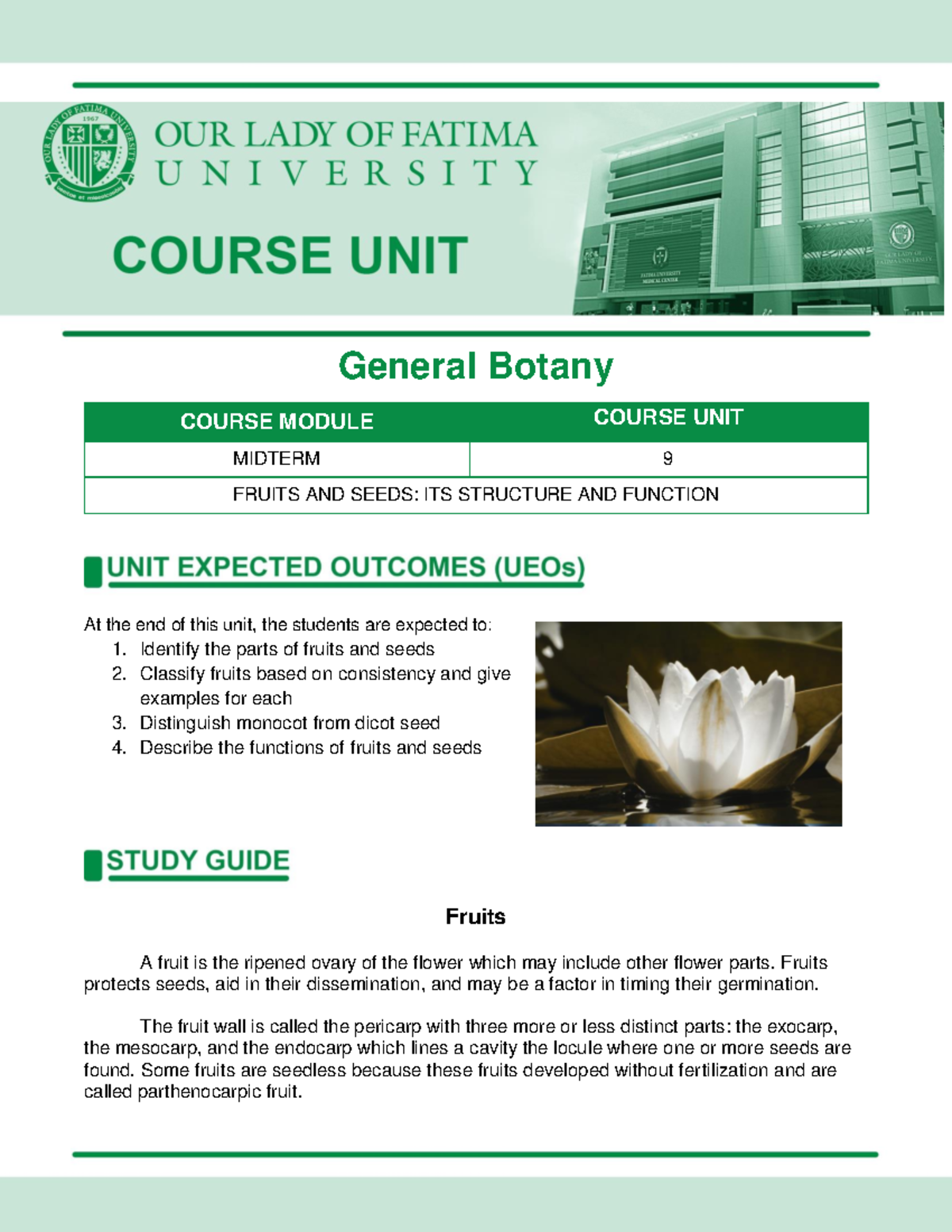 General Botany 9: Fruits & Seeds - Structure & Function Midterm Notes ...