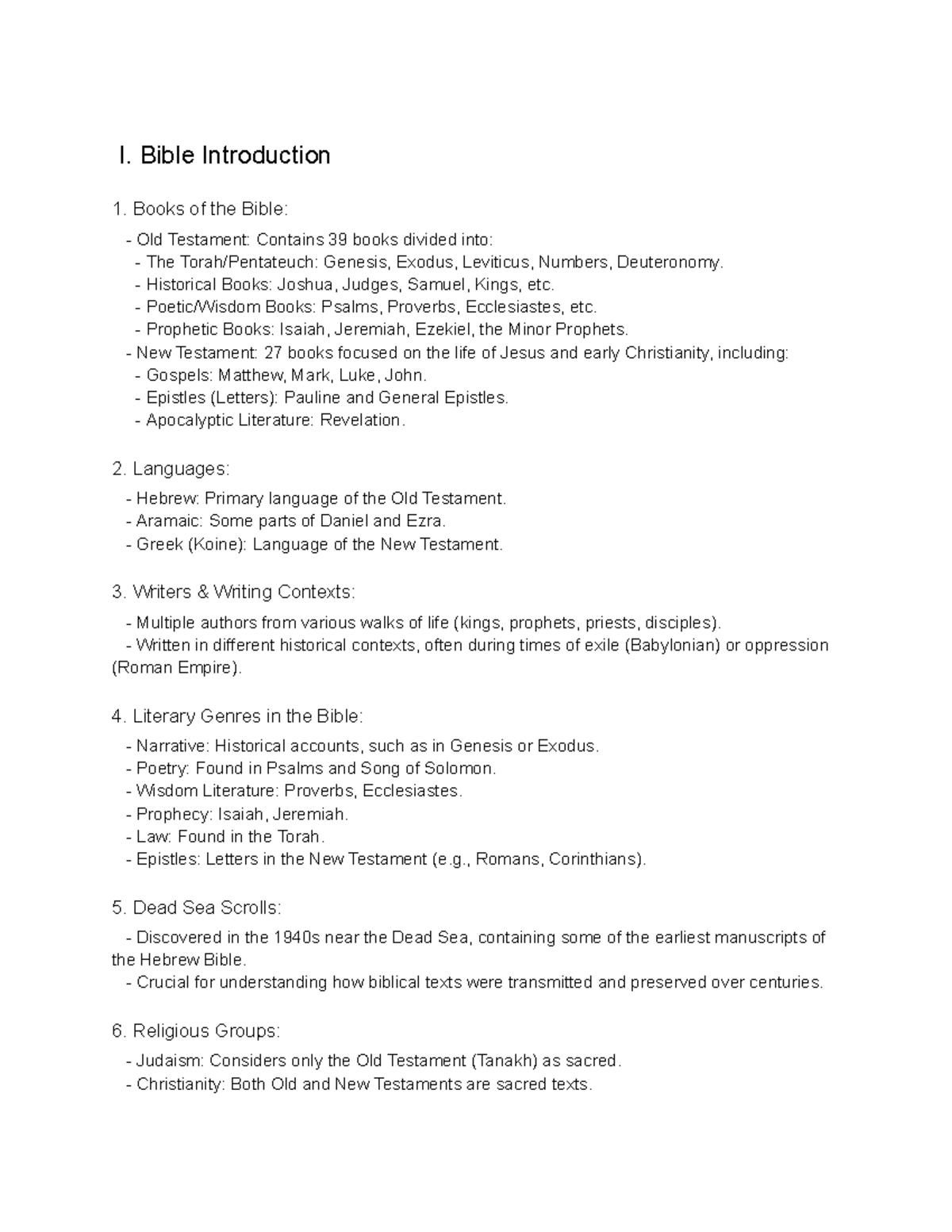 Biblical Overview: Key Themes and Historical Context (Course Code: REL ...
