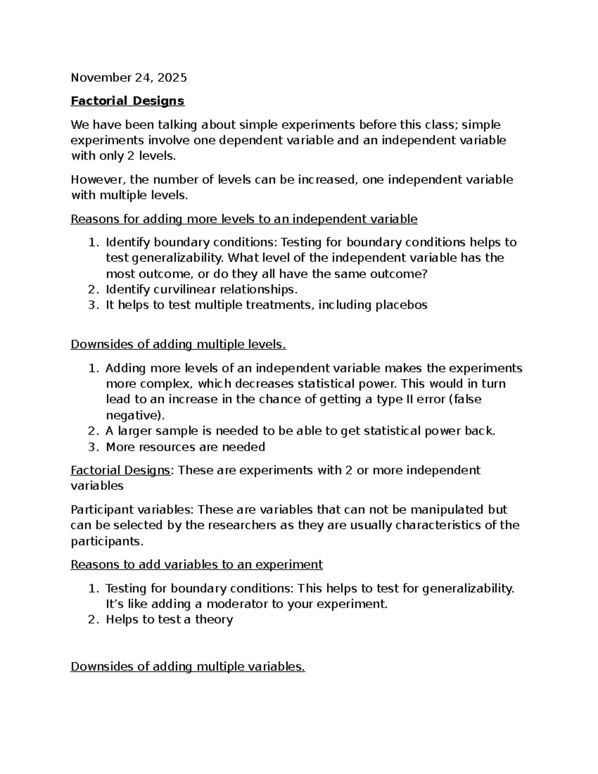 PSYC 2001 B Factorial Designs: Exploring Complex Experiments - Studocu