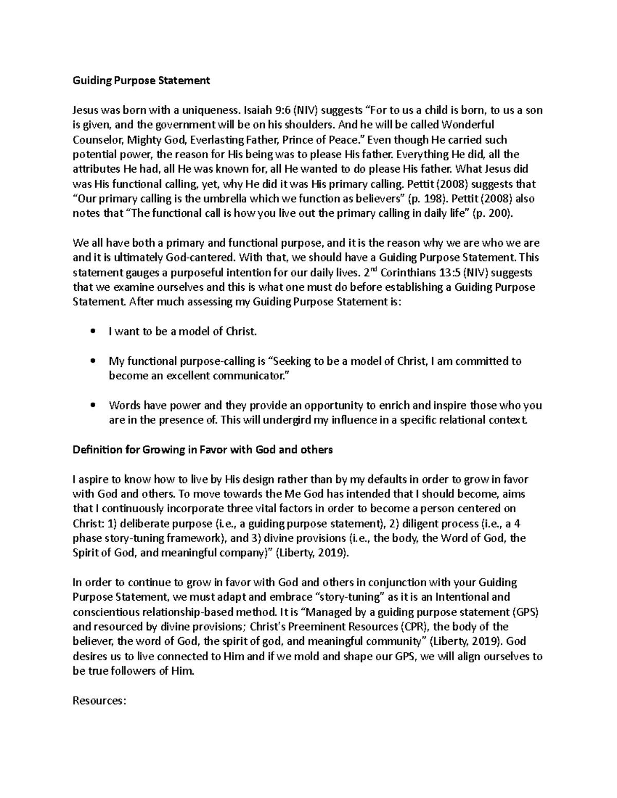 Guiding Purpose Statement - Guiding Purpose Statement Jesus was born ...