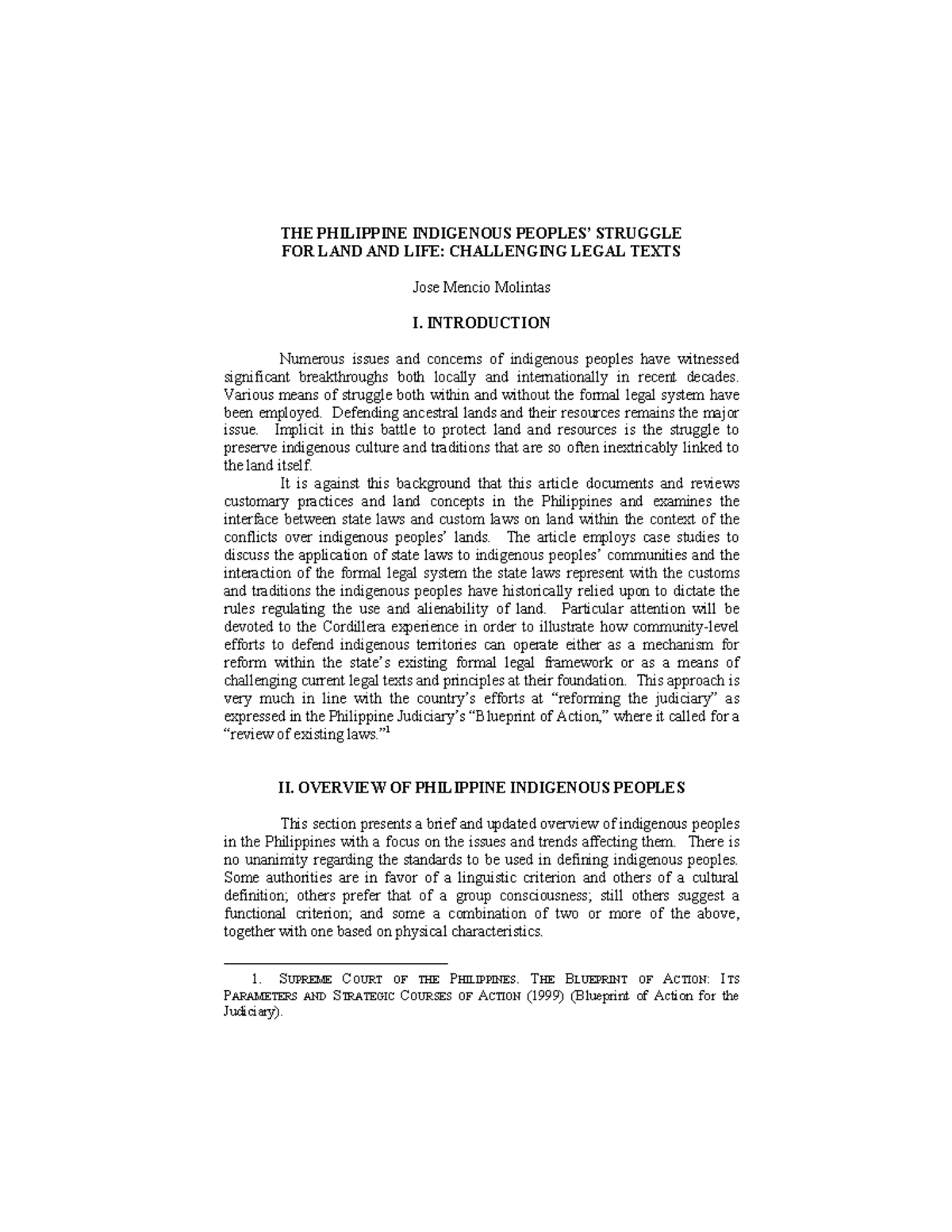 The Molintas Report - THE PHILIPPINE INDIGENOUS PEOPLES’ STRUGGLE FOR ...