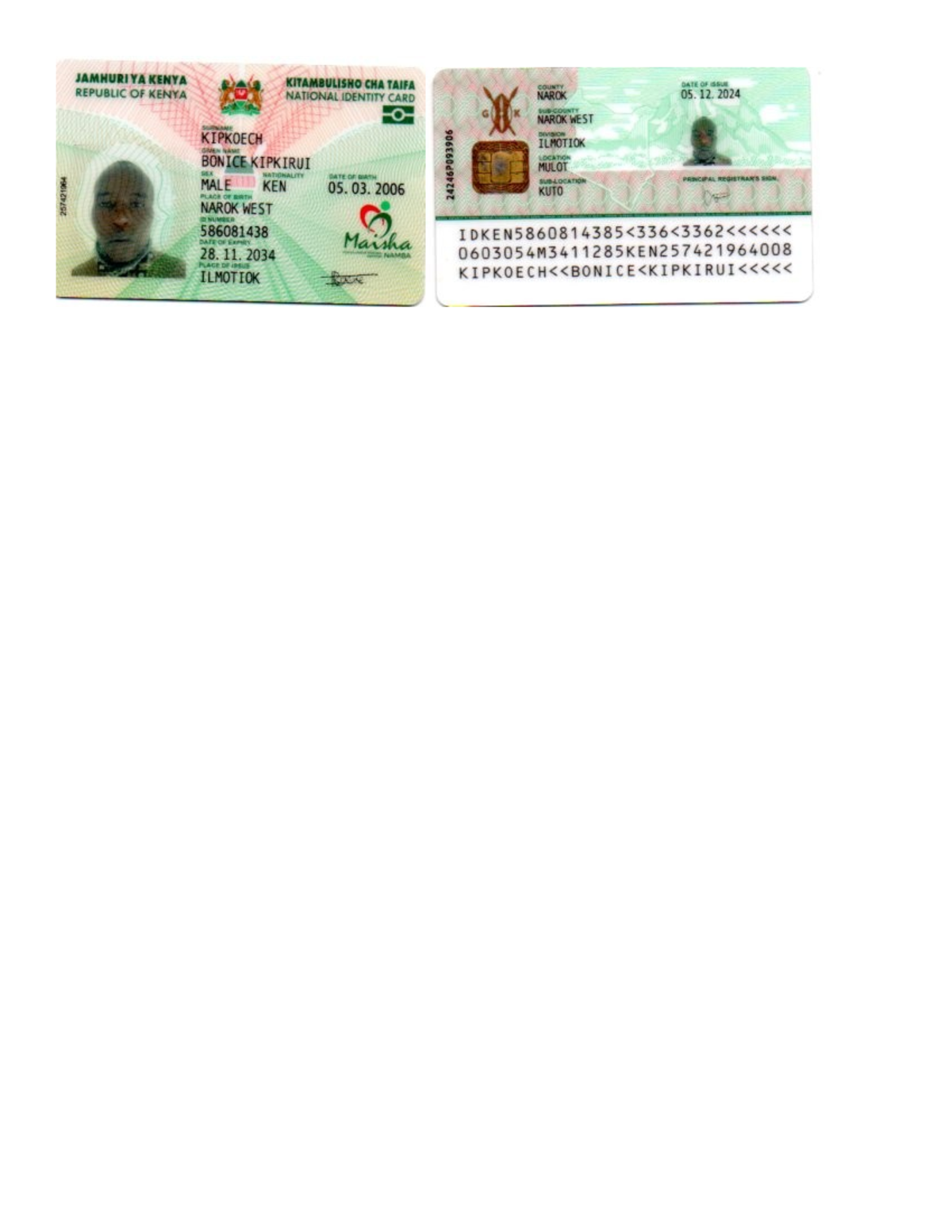 JAMHURIYA KENYA: NATIONAL IDENTITY CARD DETAILS - Studocu