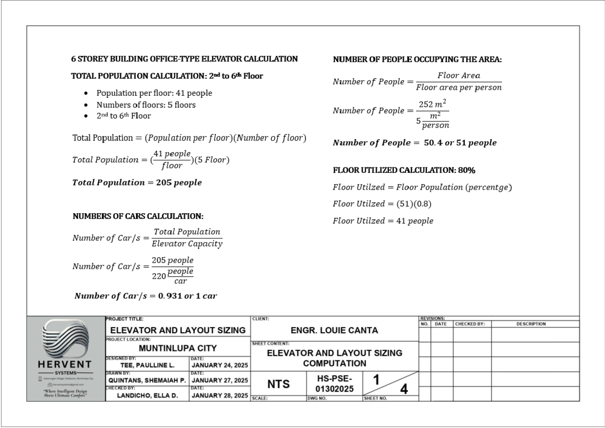 A4 - Elevator Capacity & Layout Sizing Calculations for 6-Storey ...